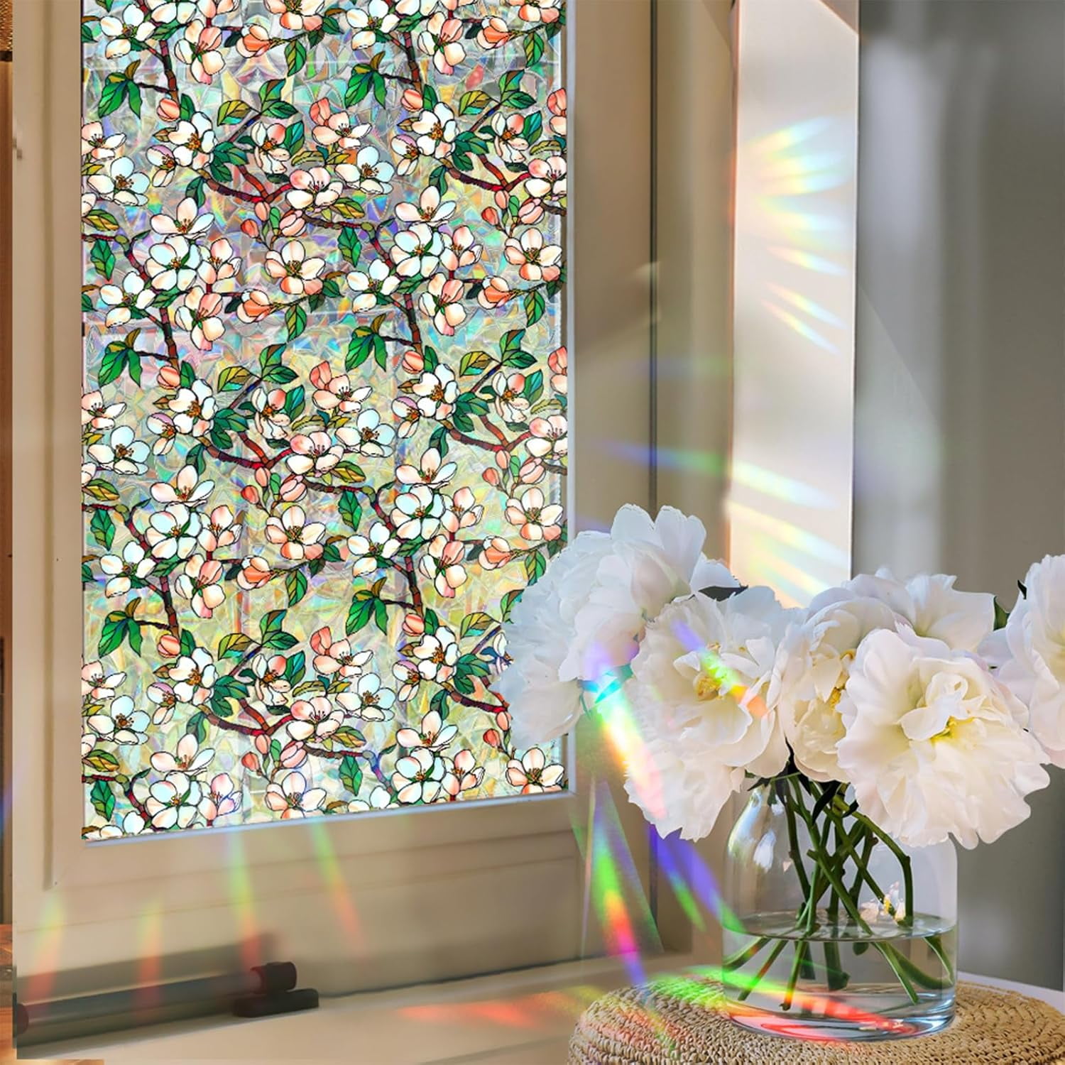 GZhLonKiMa Window Privacy Film,Rainbow Window Film,3D Stained Glass ...