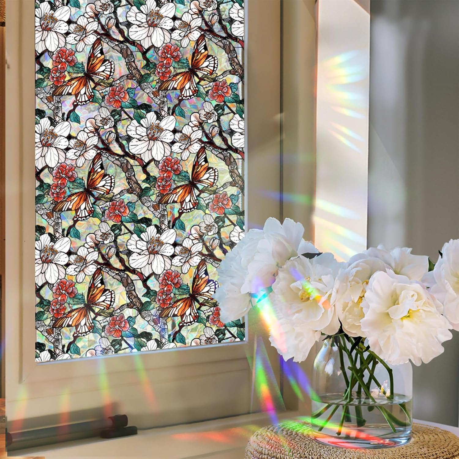 GZhLonKiMa Window Privacy Film,Stained Glass Window Clings,Static ...