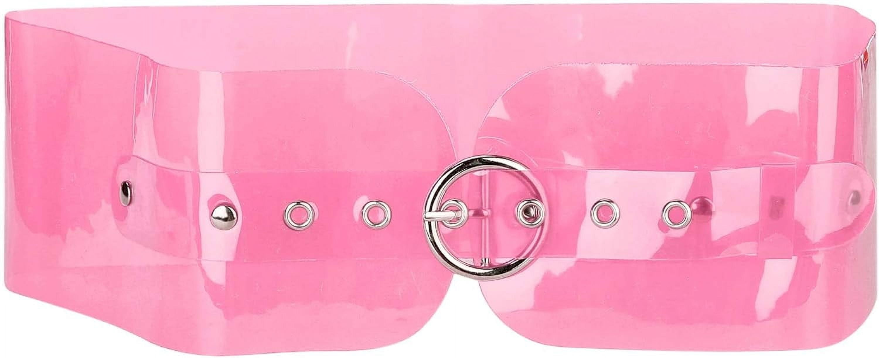 GZhLonKiMa Women Clear Waist Belts, Wide Transparent Round Buckle PVC ...