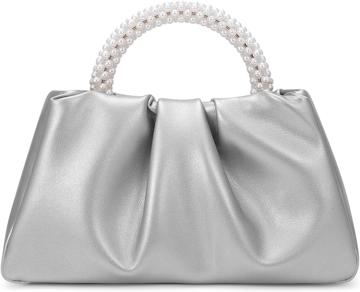 GZhLonKiMa Women Evening Bags Pearl Clutch Purses Soft Leather Ruched ...