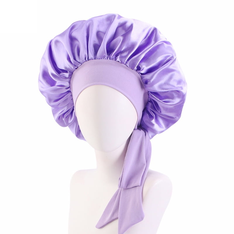 GZhLonKiMa Women Satin Solid Sleeping Hat Night Sleep Cap Hair Care ...