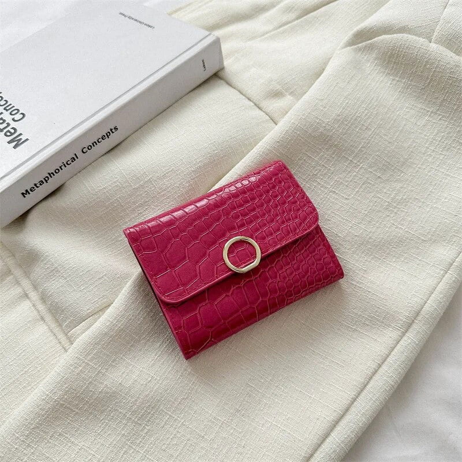 GZhLonKiMa Women Short Crocodile Pattern Wallet Round Buckle Three Fold ...