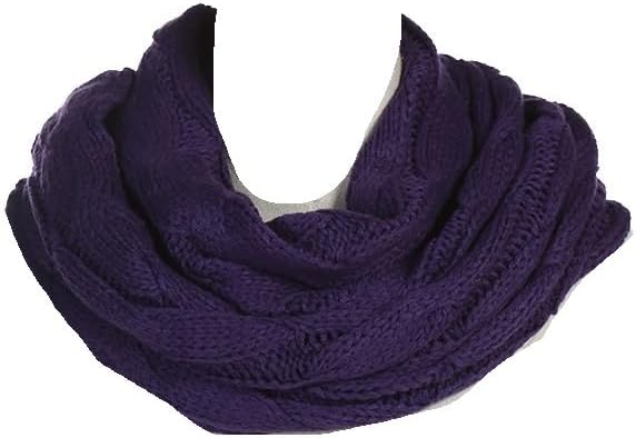 GZhLonKiMa Women Solid Color Cable Knitting Wool Snood Infinity Scarf ...