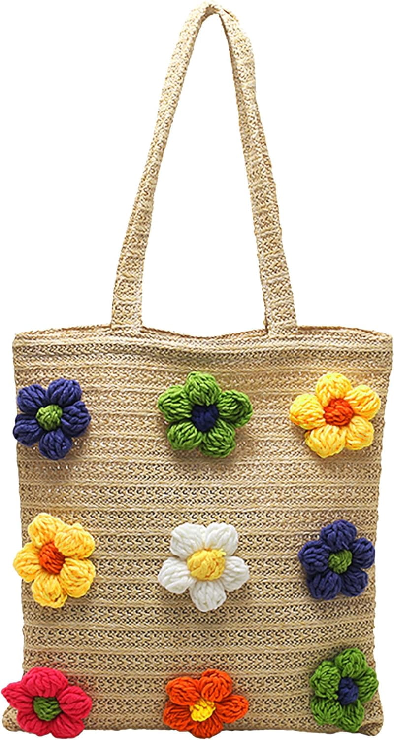GZhLonKiMa Women's Handwoven Shoulder Handbag Flower Cotton Crochet ...
