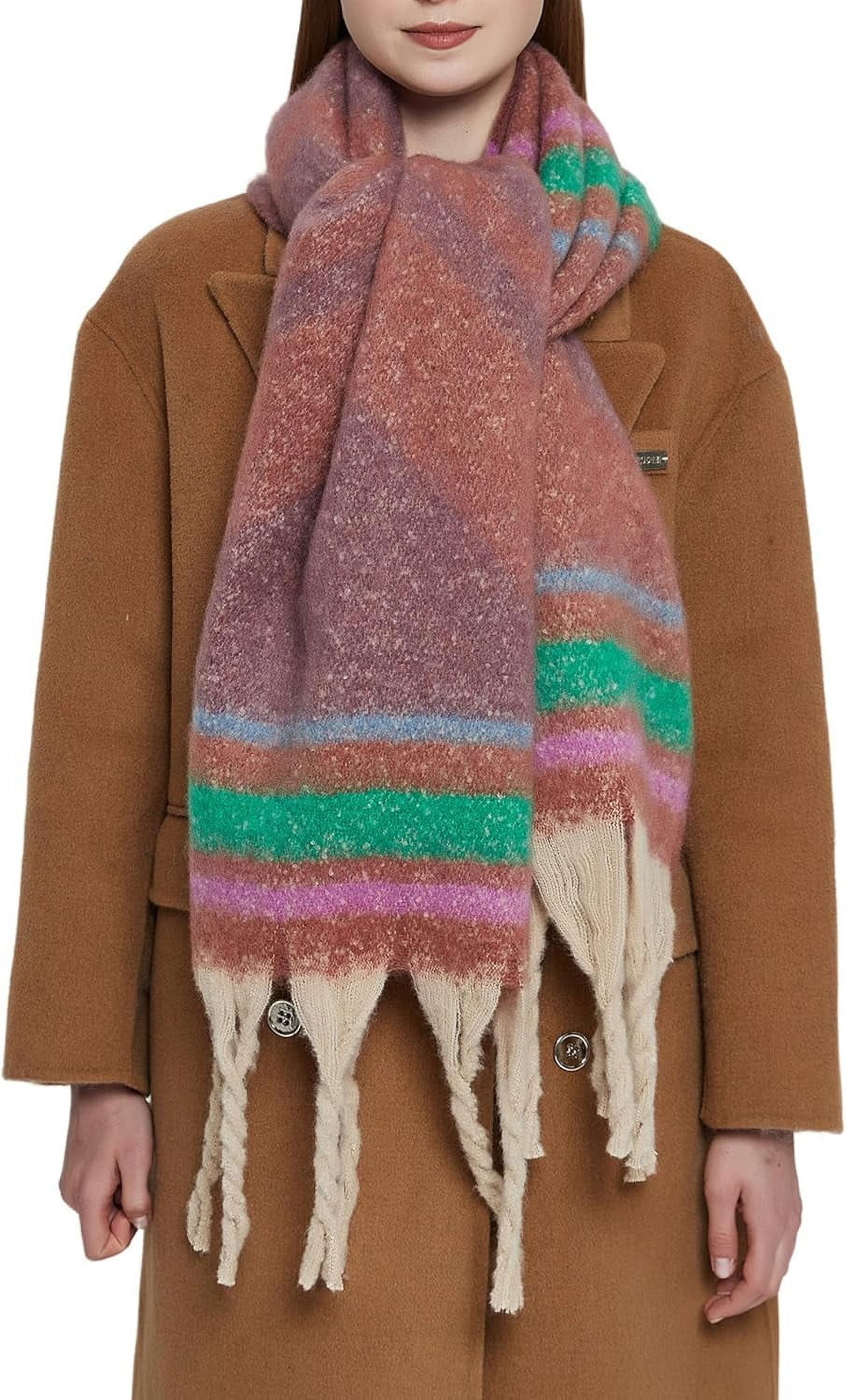 GZhLonKiMa Women's Large Chunky Plaid Scarf Coloured Checked Oversized Scarf Tassel Soft Fall ...