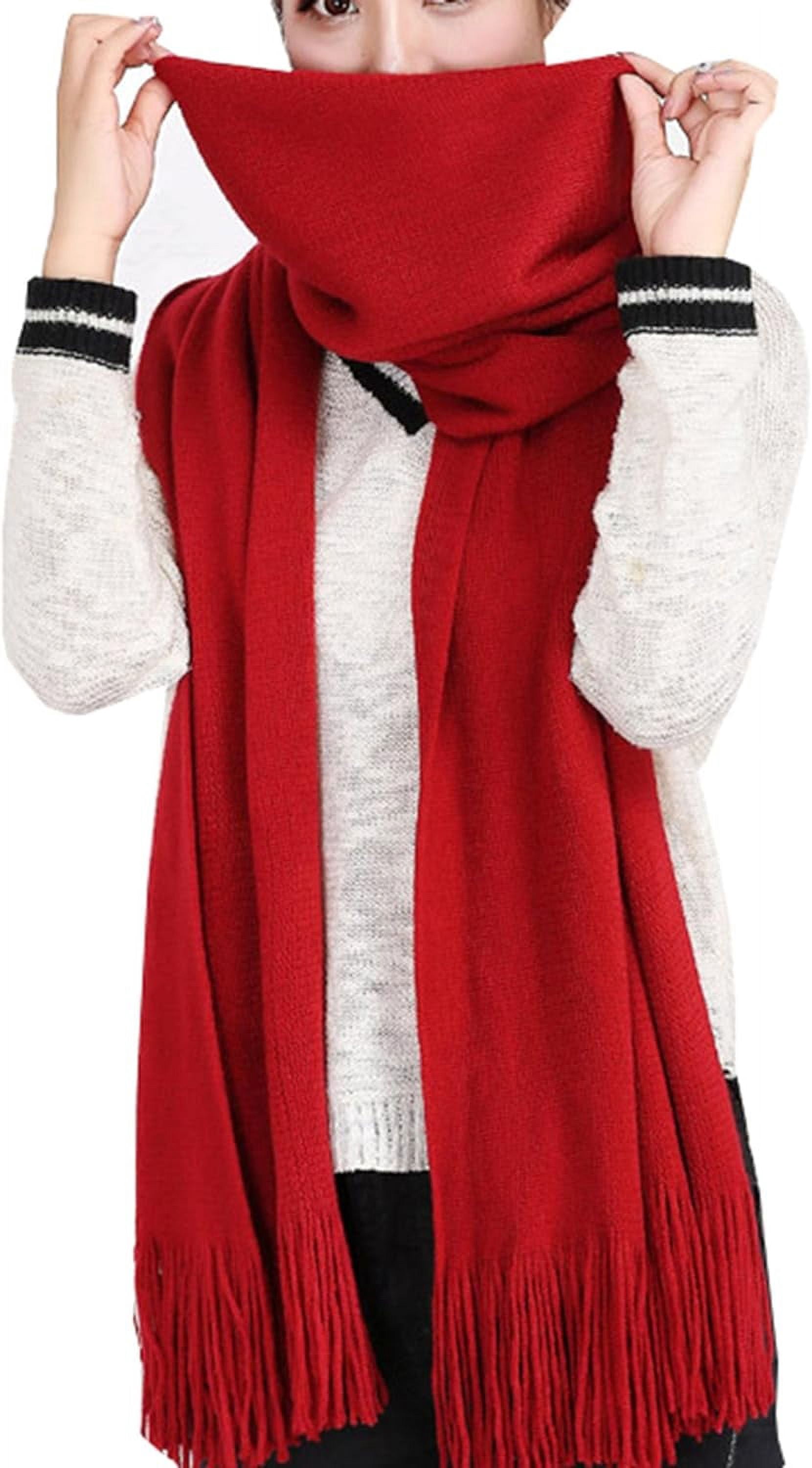 GZhLonKiMa Women's Warm Long Scarves Winter Scarfs Pure Color Scarf ...