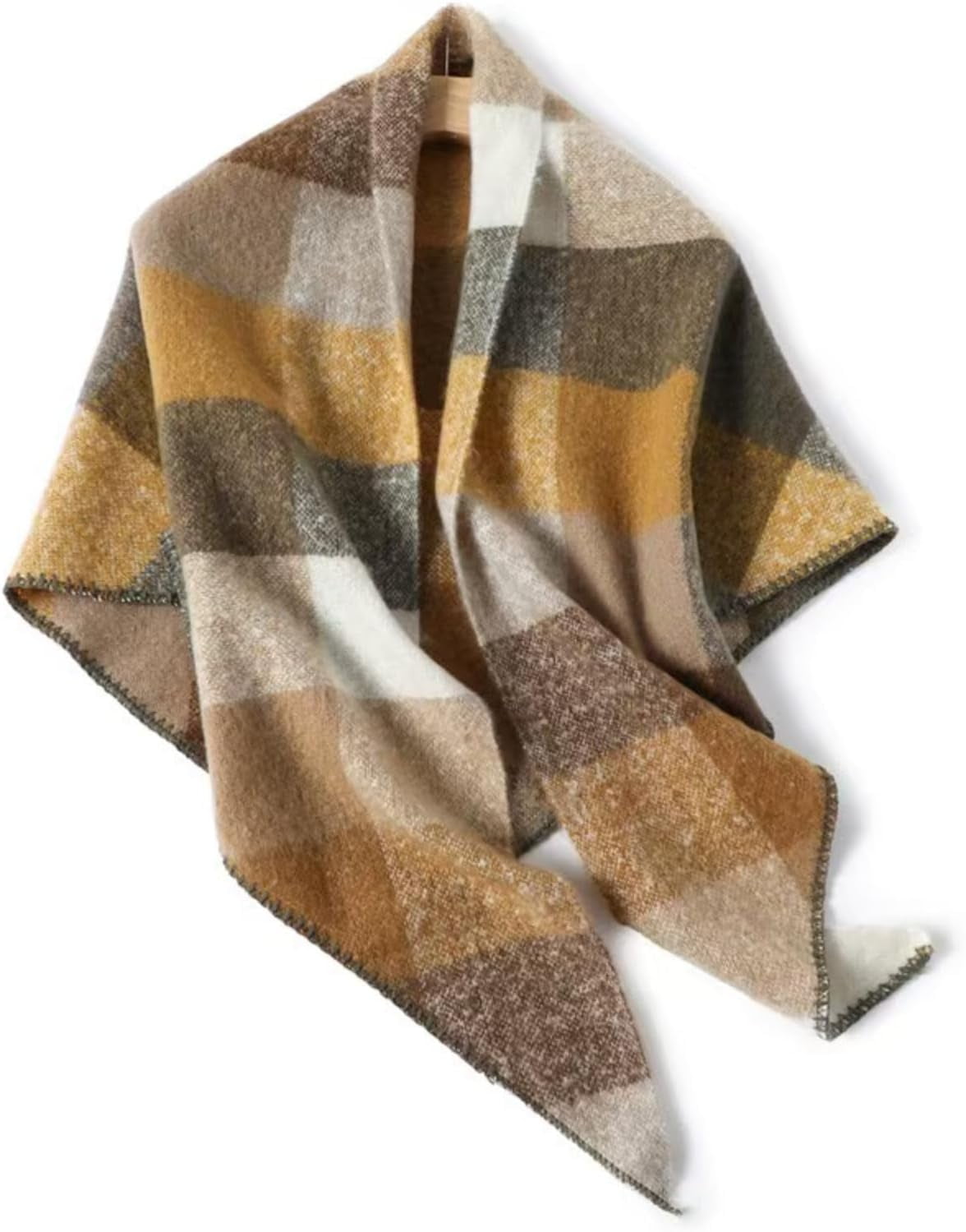GZhLonKiMa Womens Fall Winter Scarf Plaid Oversized Large Triangle ...