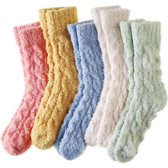 Cozy Warm Winter Plush Fuzzy Socks Women Socks 5 Pairs - Walmart.com