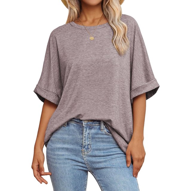 Gzhlonkima Womens Oversized T Shirts Loose Fit Crewneck Short Sleeve