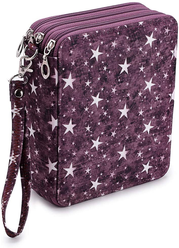 GZhLonKiMa Zippered Pencil Case-Canvas 72 Slots Handy Pencil Holders ...