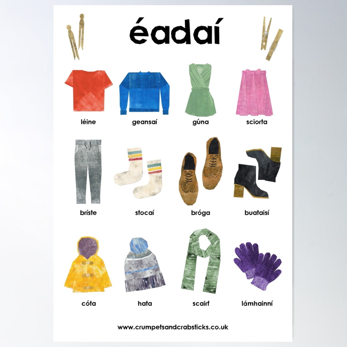 Ga - Éadaí (Clothes) Collection Poster Wall Art, Modern Wall Decor For ...