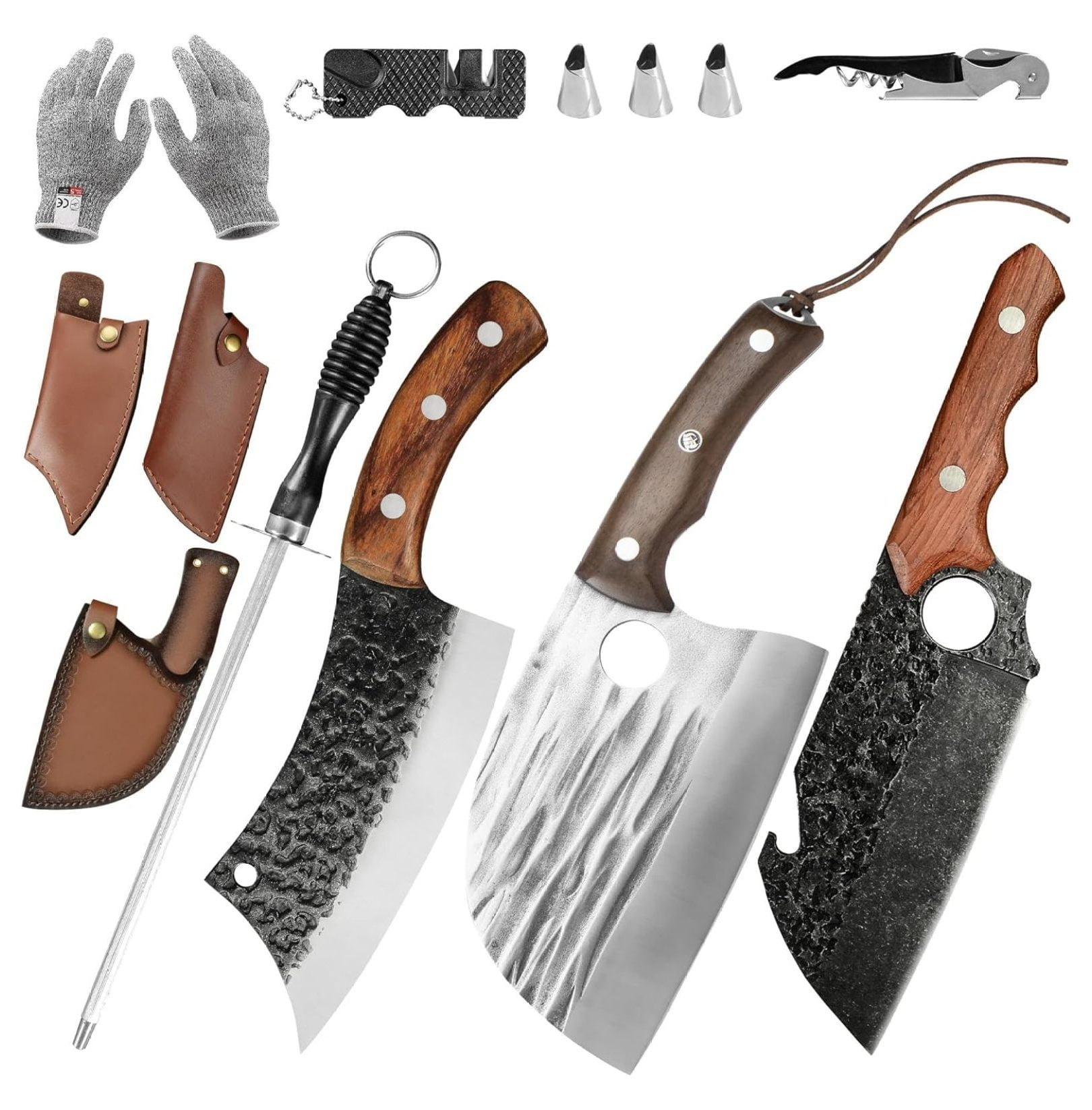 GaGaLee 11pcs serbian chefs Knife Set - Hand Forged Boning Knife, High ...