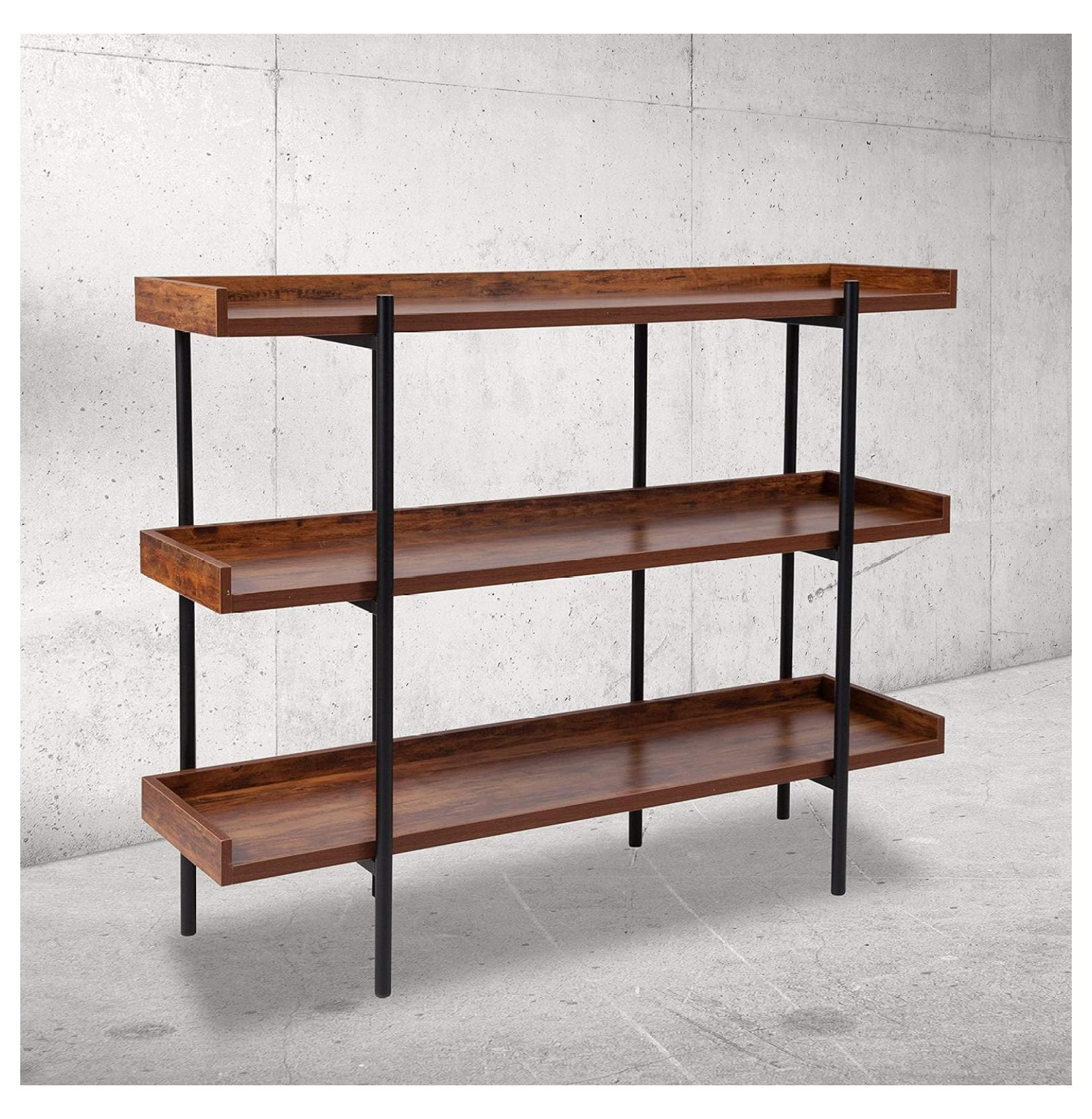 GaGaLee 3 Shelf 35" H Storage Display Unit Bookcase in Rustic Wood ...