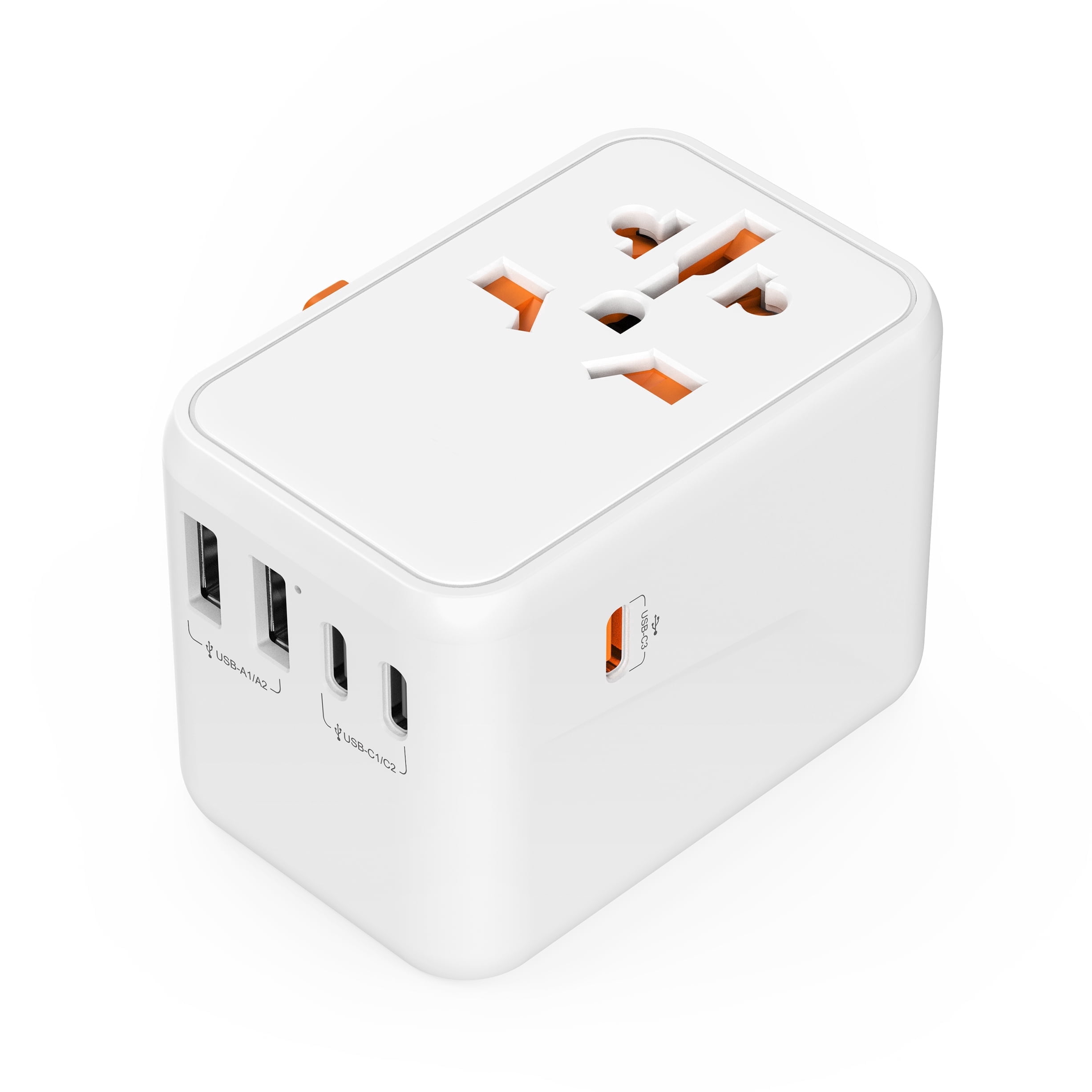 65W GaN Universal Travel Plug Adapter, 5 USB (3 USB-C) Wall Charger ...