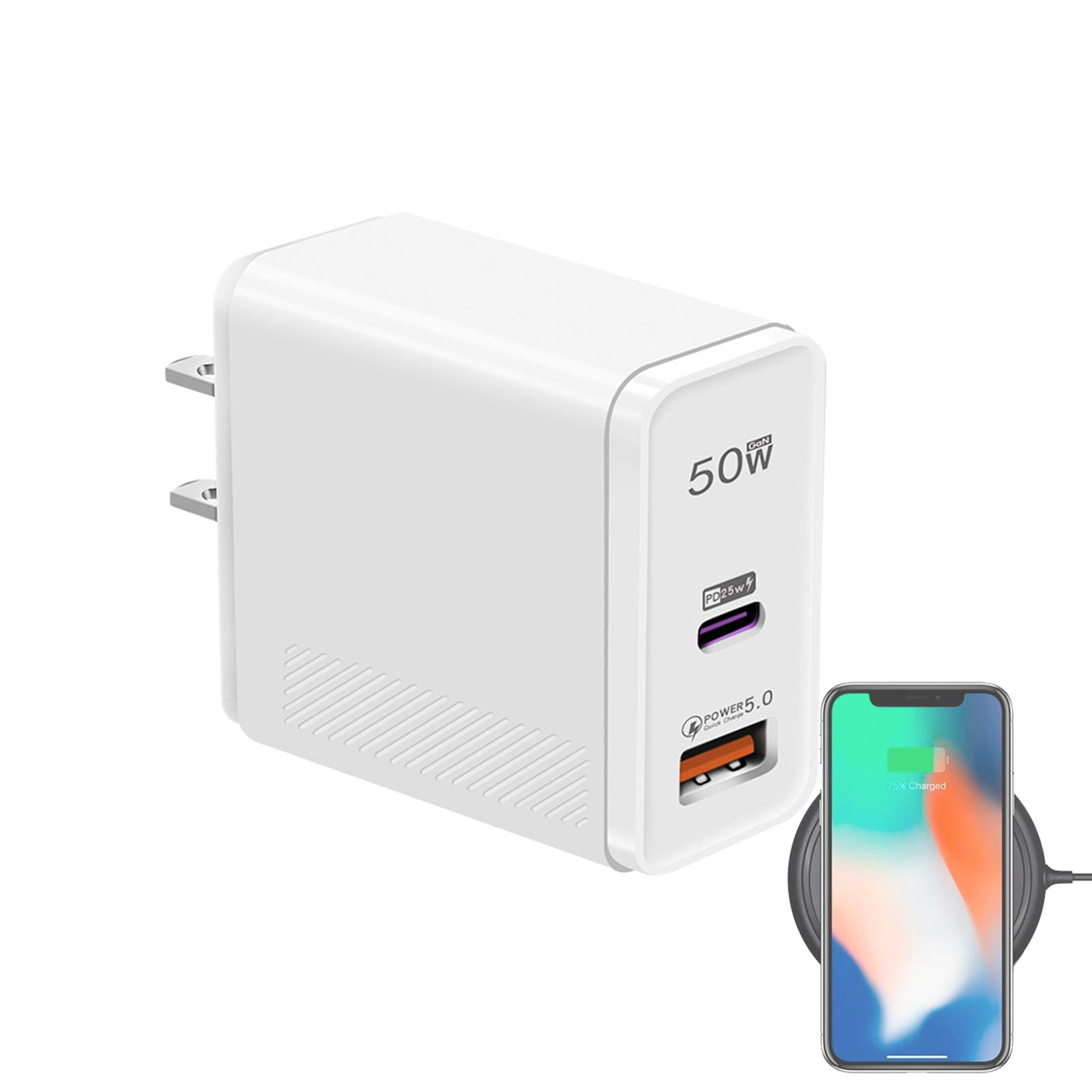 GaN Charger Plug, Dual Port 50W GaN Charging Block, Wall Charger Station Hub Plug, Fast Charging ...