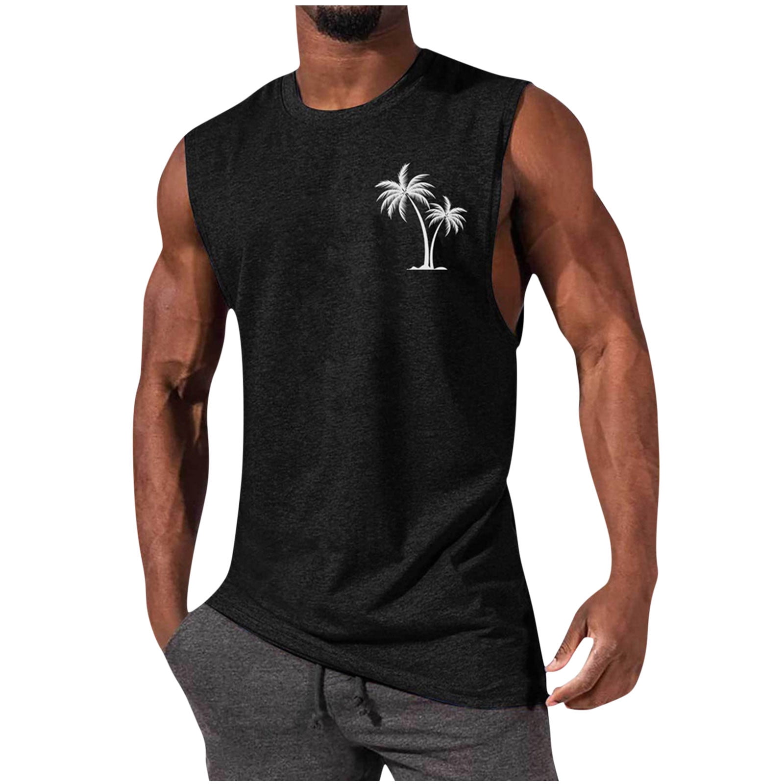 GaThRRgYP Spring Tops for Men 2025,Men's Sleeveless Round Neck Top,Men ...