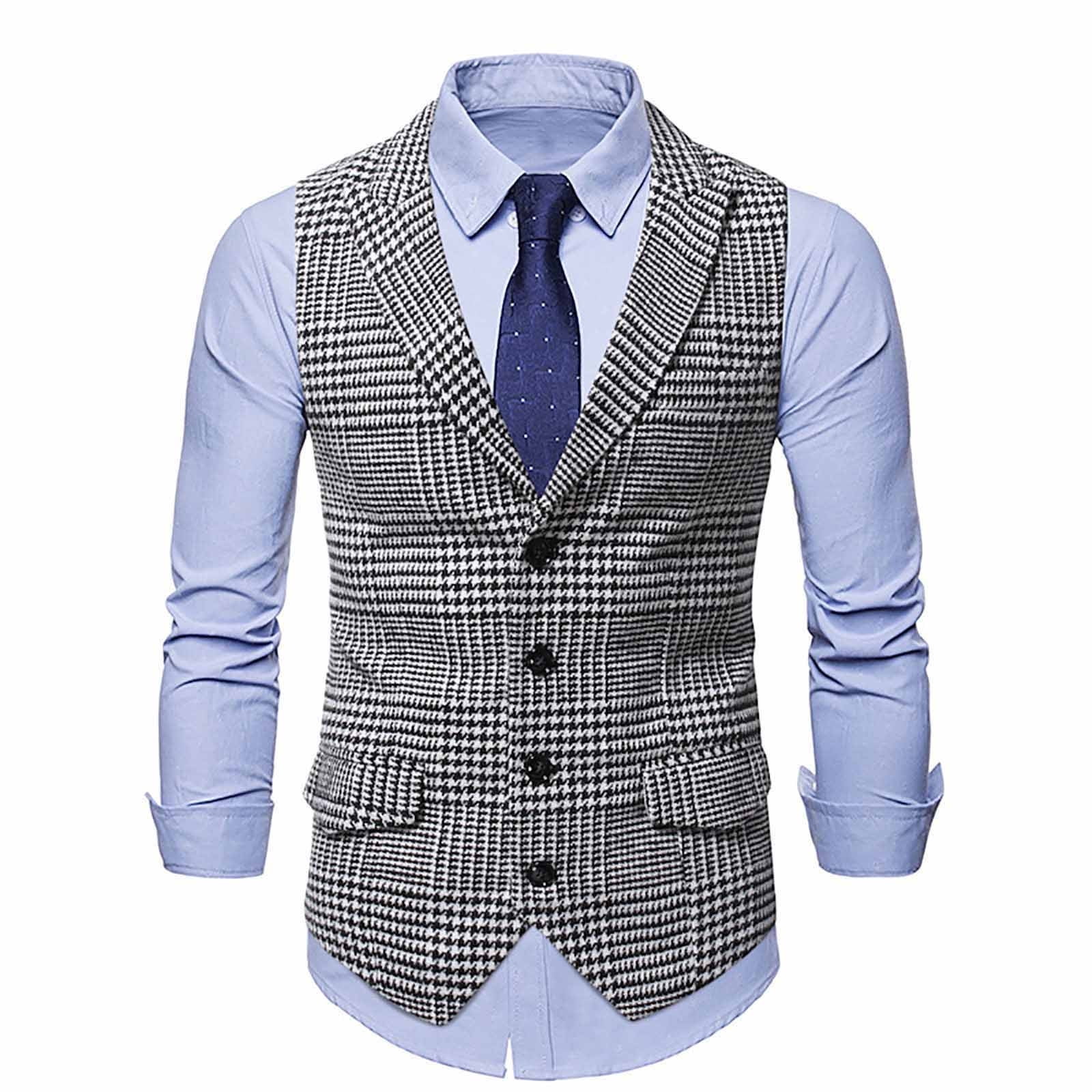 GaThRRgYP Suit Vests for Men formal V Neck,Men's-breasted Vest Gilet ...