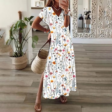 GaThRRgYP Modern Wrap Short Sleeve Dress,Womens Spring and Summer V ...