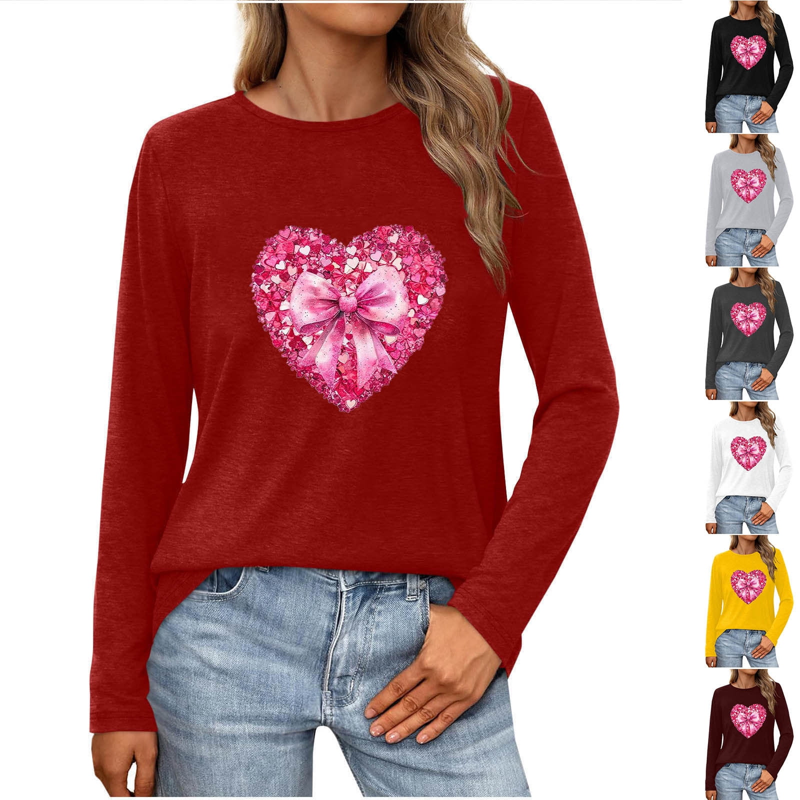 GaThRRgYP Women's Long Sleeve Tops Round Neck T-Shirts,Women's Fashion ...