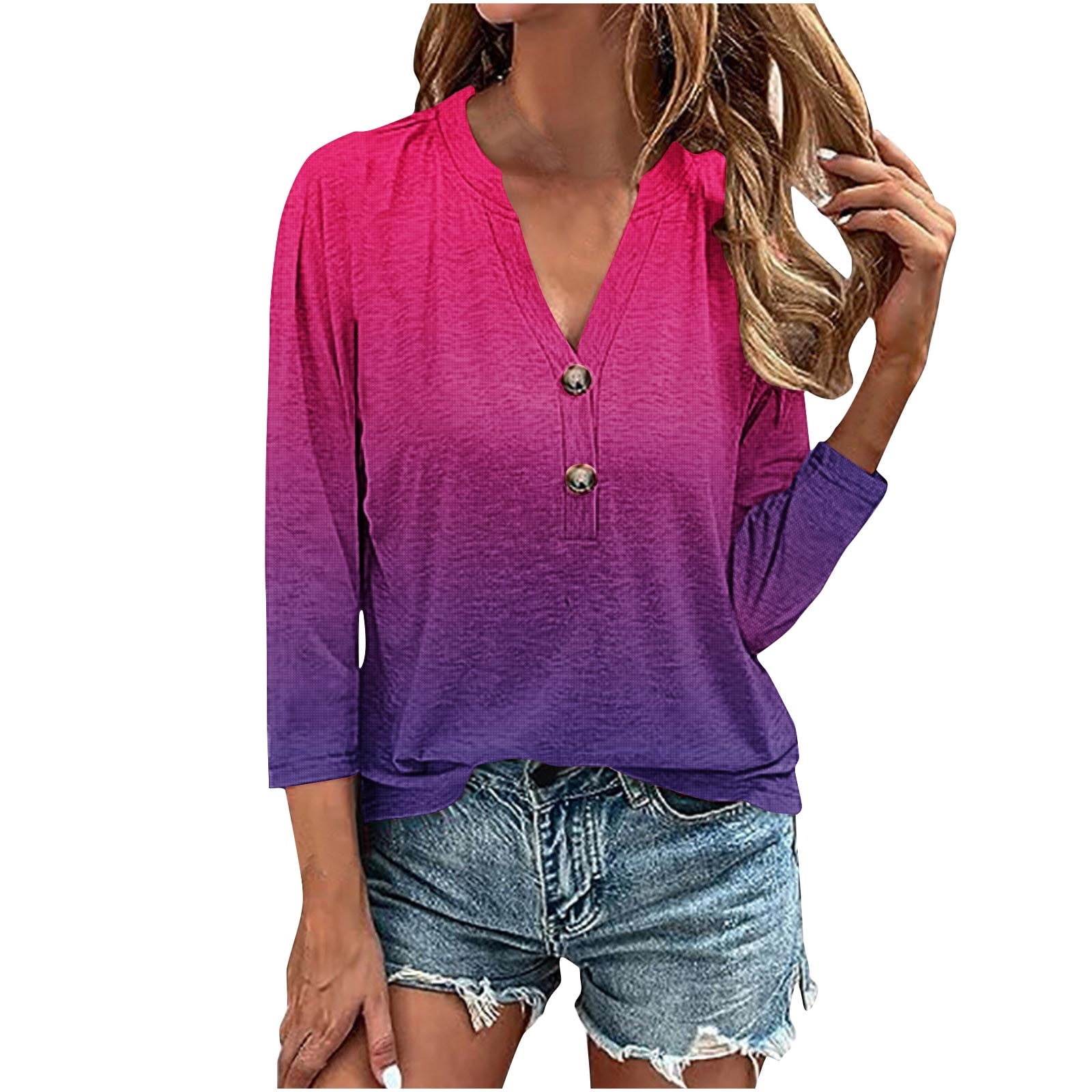 GaThRRgYP Womens Shirts Long Sleeve Button Down Shirts,Plus Size Womens ...