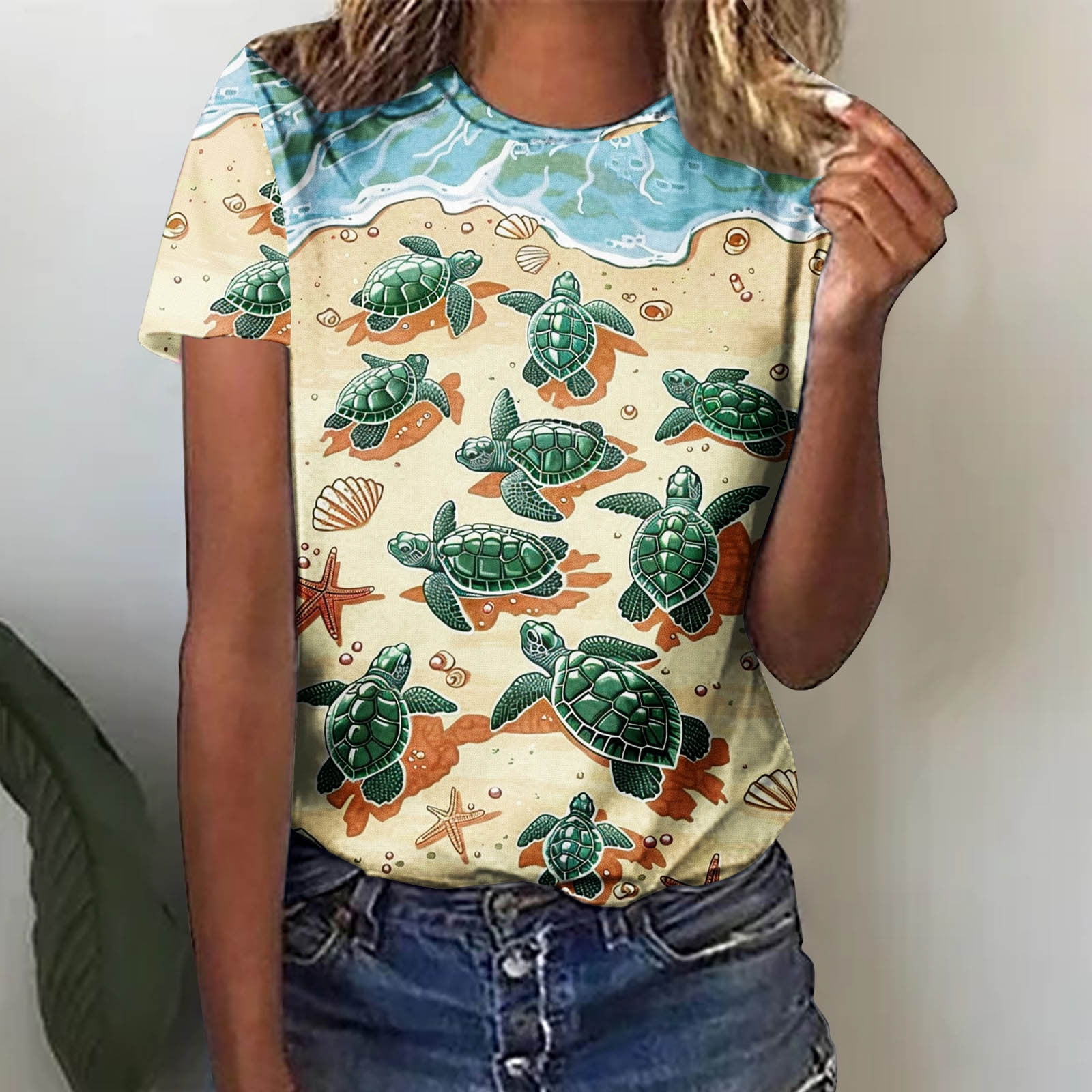 GaThRRgYP Womens Tops Short Sleeve Prints,Blouse for Women Dressy ...