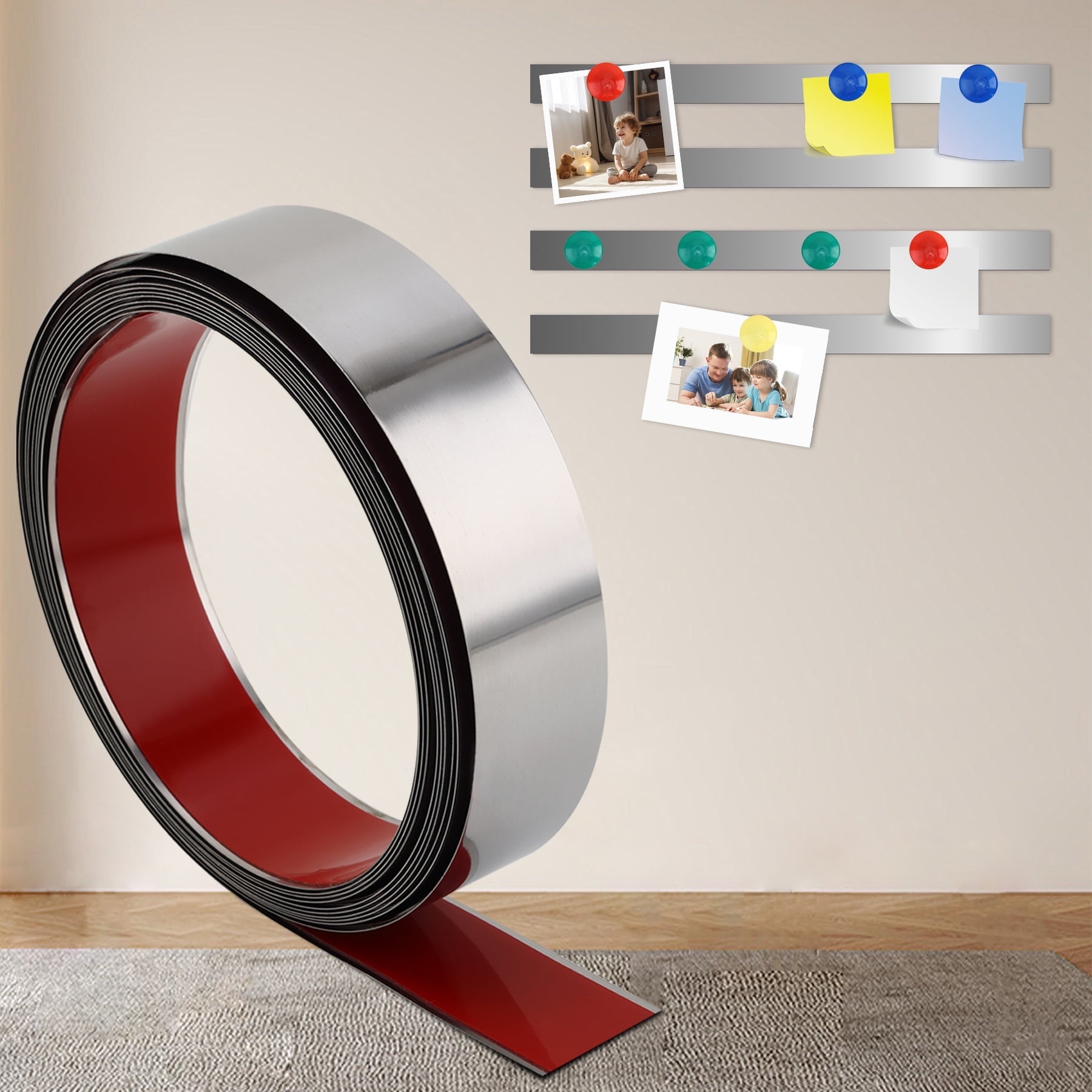 Gaahing 118''L x 1.57''W Self Adhesive Backing Metal Strip for Magnets ...
