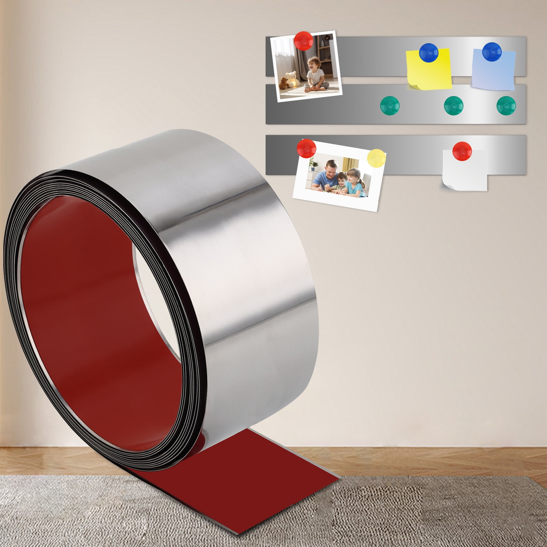 Gaahing 118''L x 3.15''W Self Adhesive Backing Metal Strip for Magnets ...