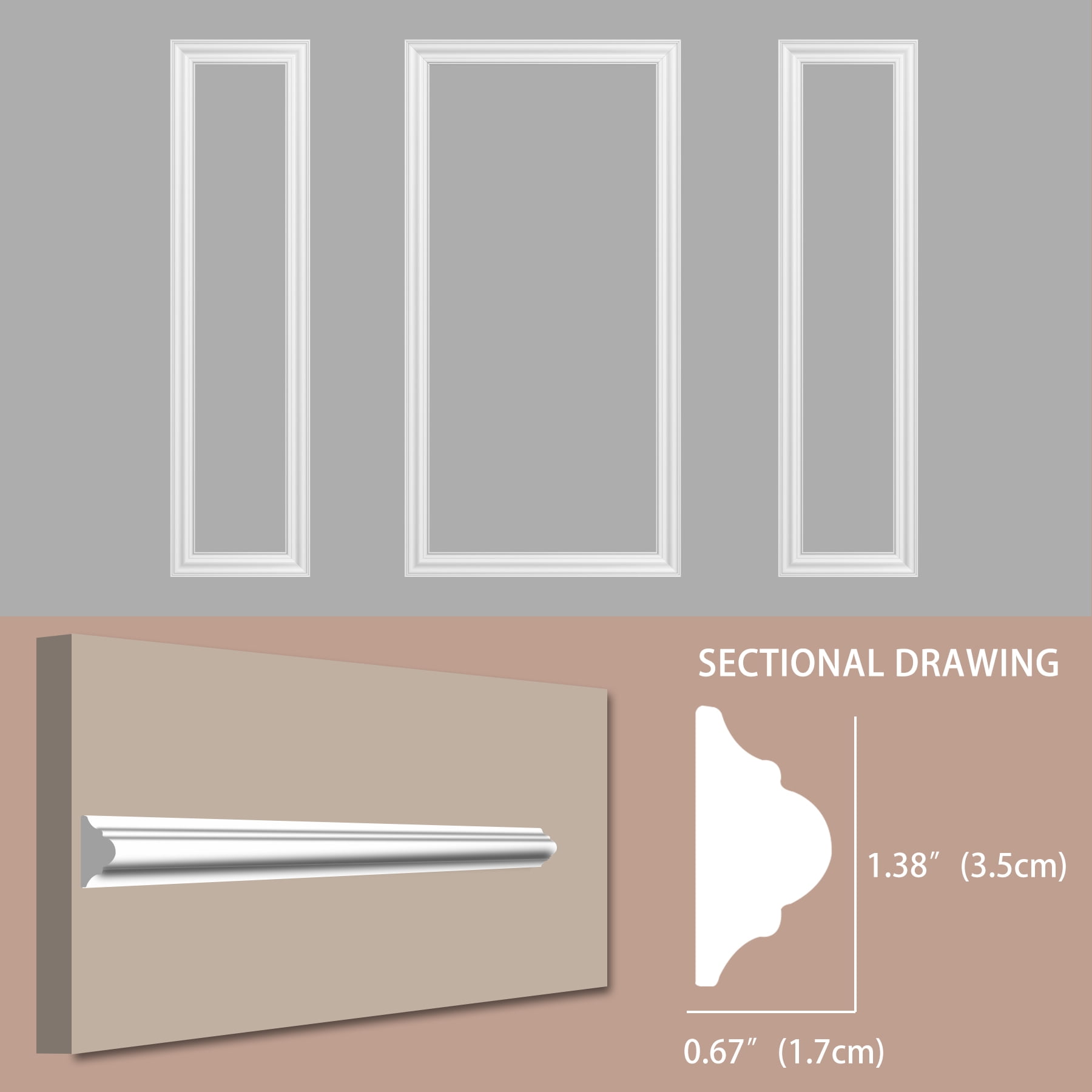 Gaahing 3 Sets Premade Accent Wall Molding Kit, Pre-Cut Wainscoting ...