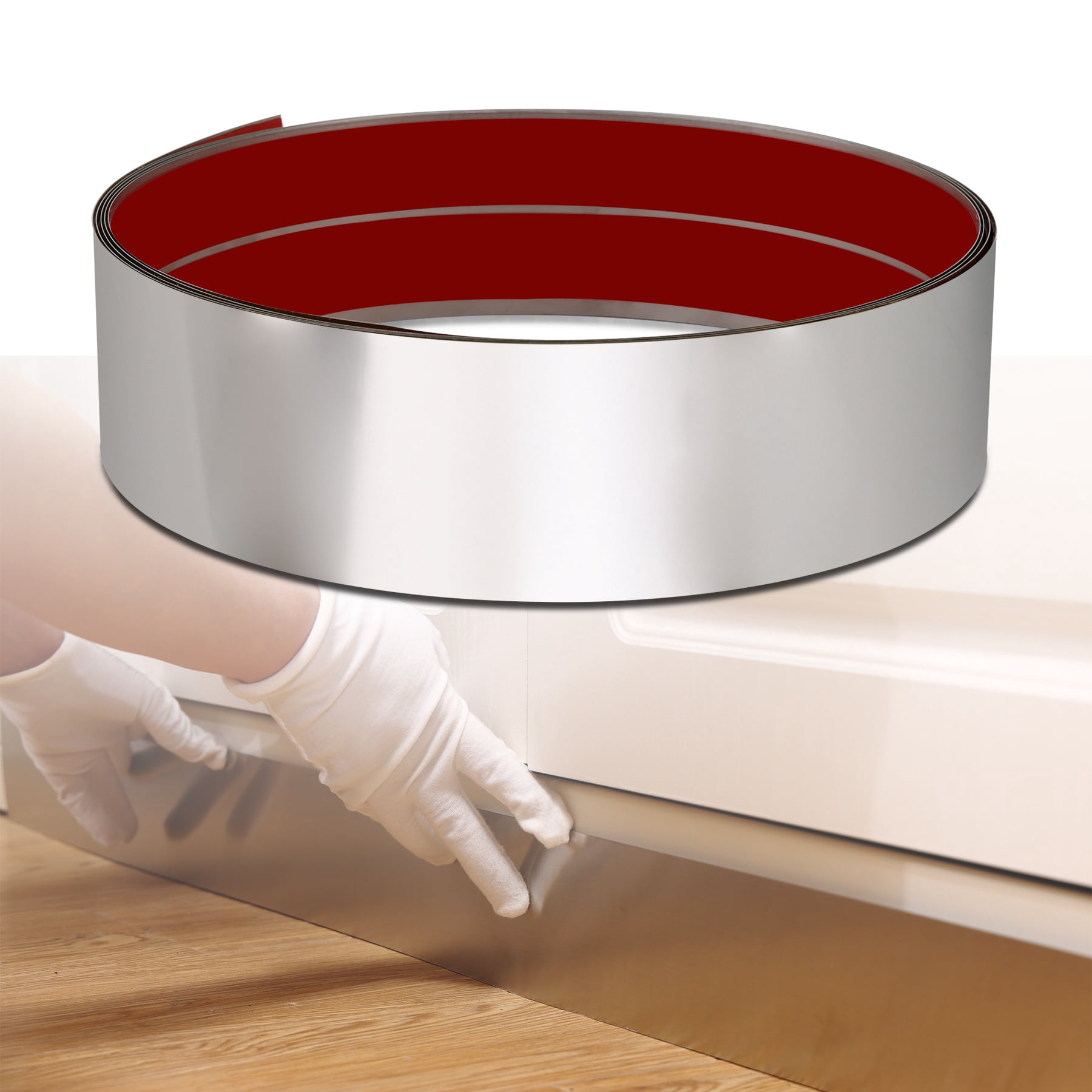 Gaahing Glossy Silver Metal Kick Plate, Self-Adhesive Kickplate ...