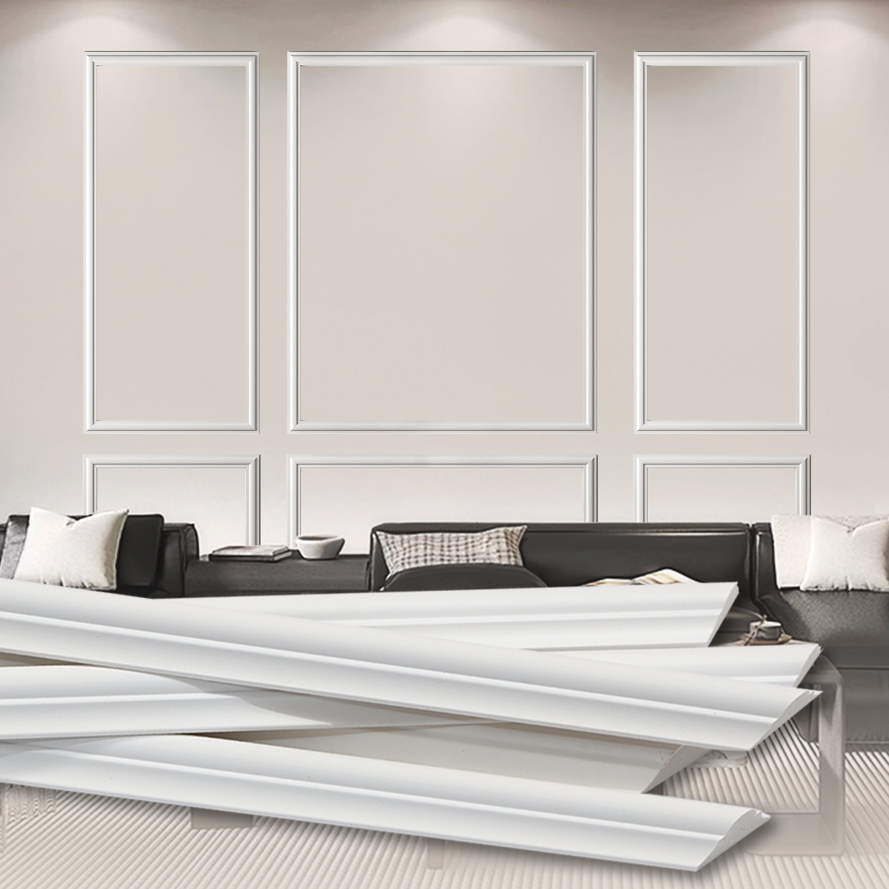 Gaahing Premade Wainscoting Wall Molding Kit, 6-Frames Assembly Pre-Cut ...