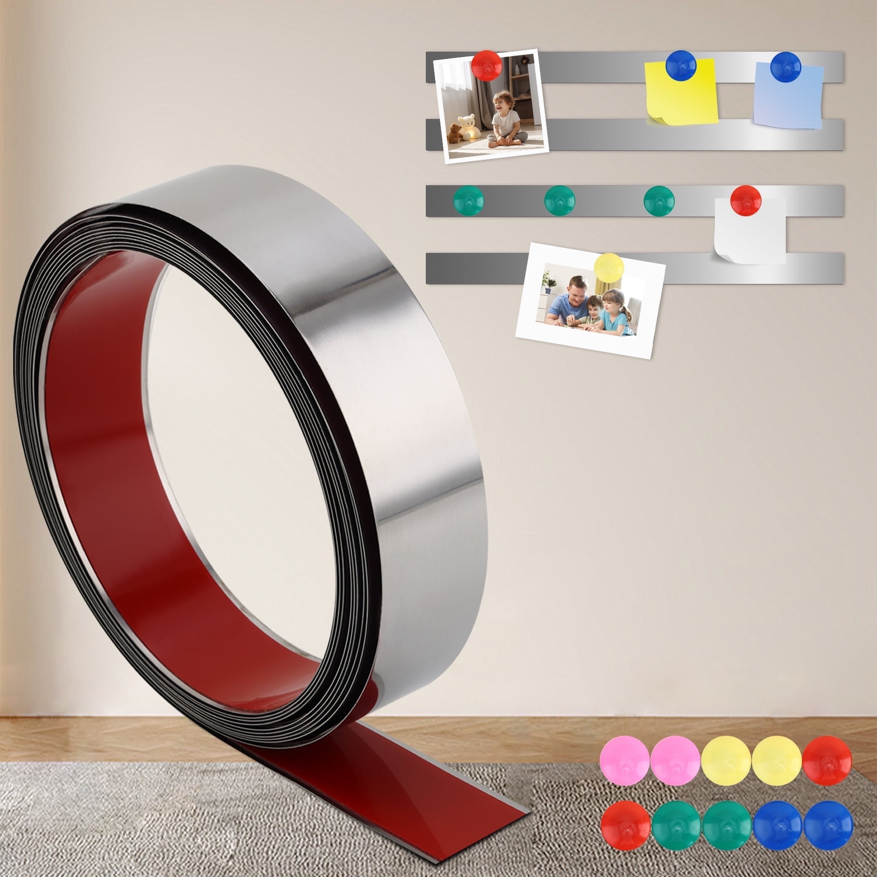 Gaahing Self Adhesive Backing Metal Strip for Magnets Contains 30 ...