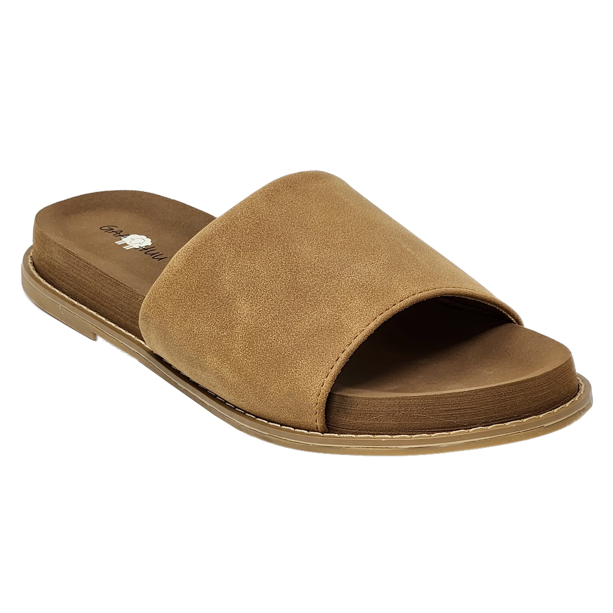Gaahuu womens faux leather open toe footbed sandal - Walmart.com