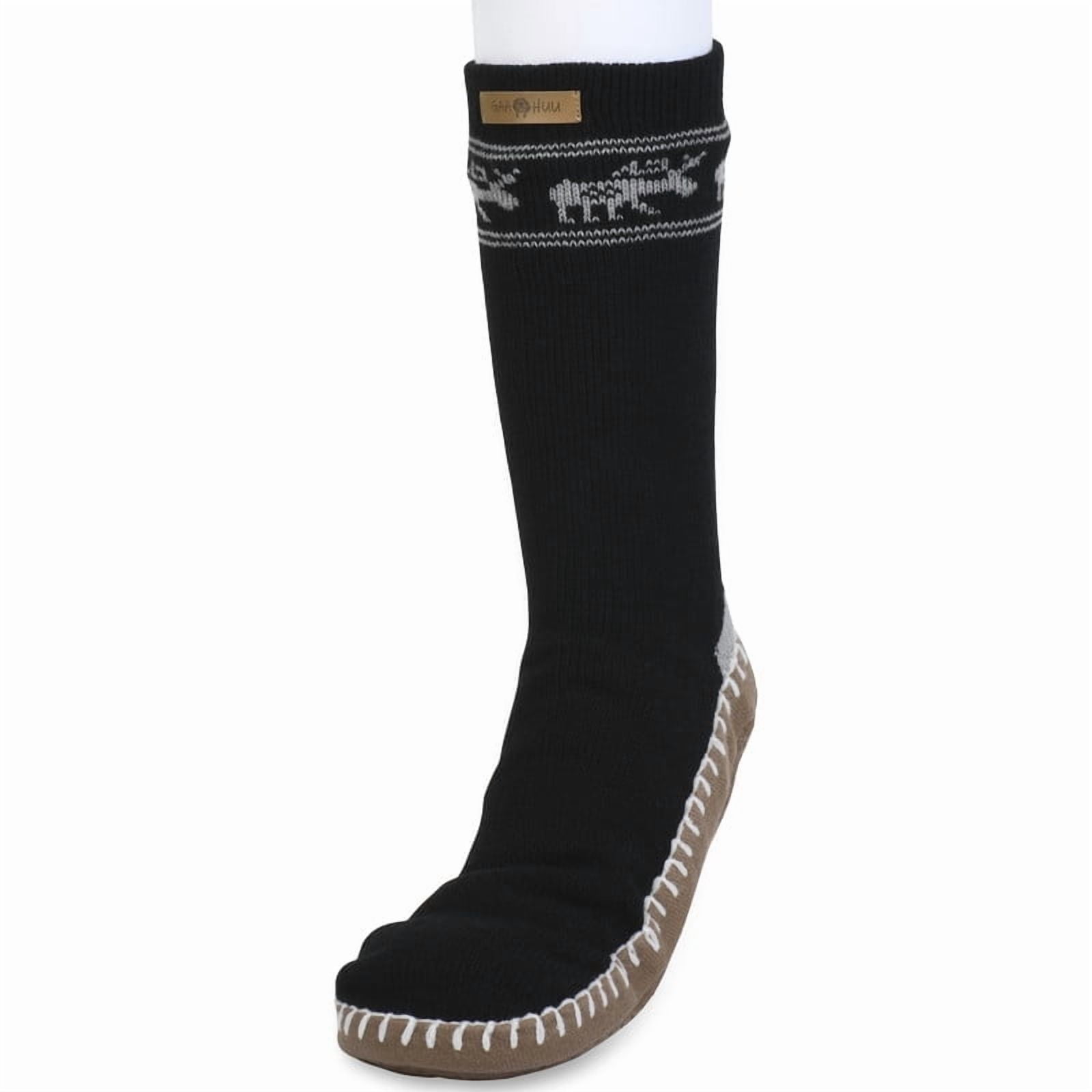 Gaahuu mens knit faux shearling lined soft sole slipper socks - Walmart.com