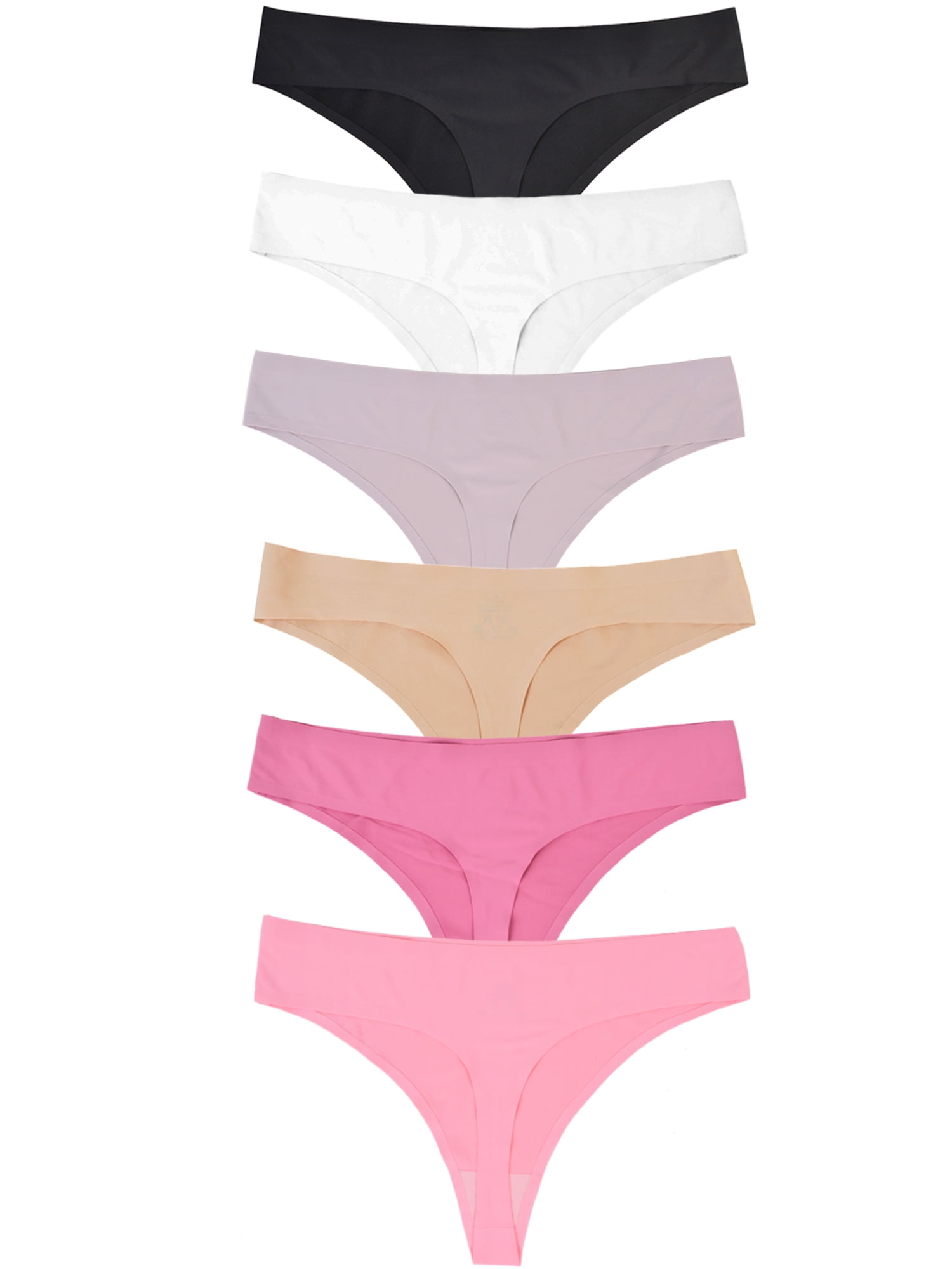 GaaiKei Womens Mid-Rise Seamless Thongs Comfy Ladies Underwear G ...