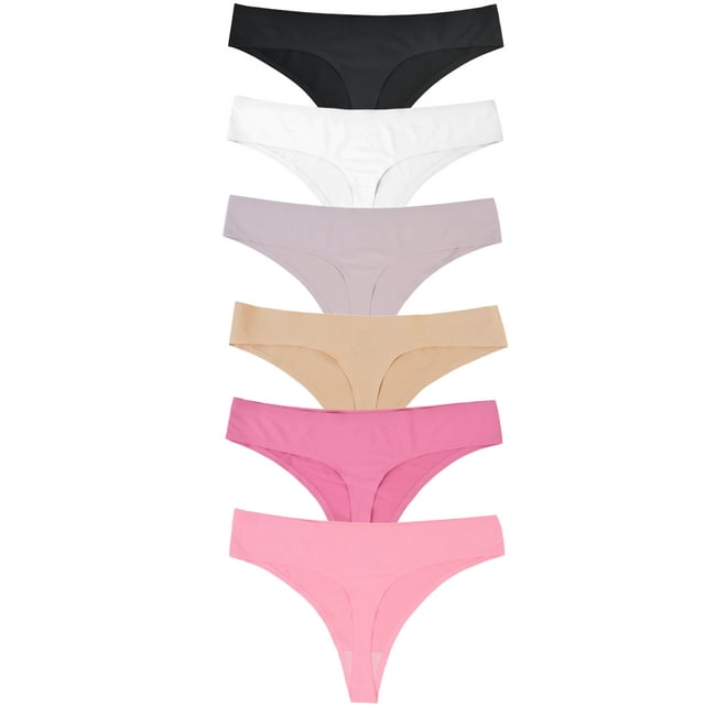 GaaiKei Womens Mid-Rise Seamless Thongs Comfy Ladies Underwear G ...