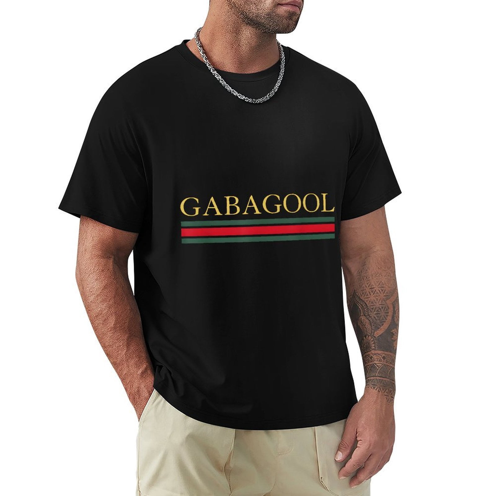 Gabagool Men's Cotton HD Print Short Sleeve T-Shirt Crew Neck Top Black ...