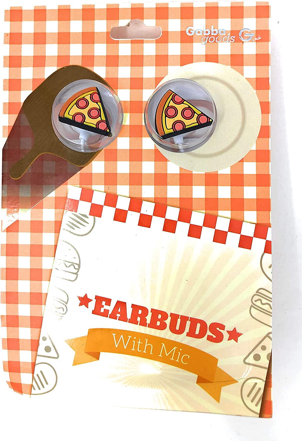 Gabba Goods Pizza Earbuds with Microphone, Orange, 6 x 4 x 1 inches ...