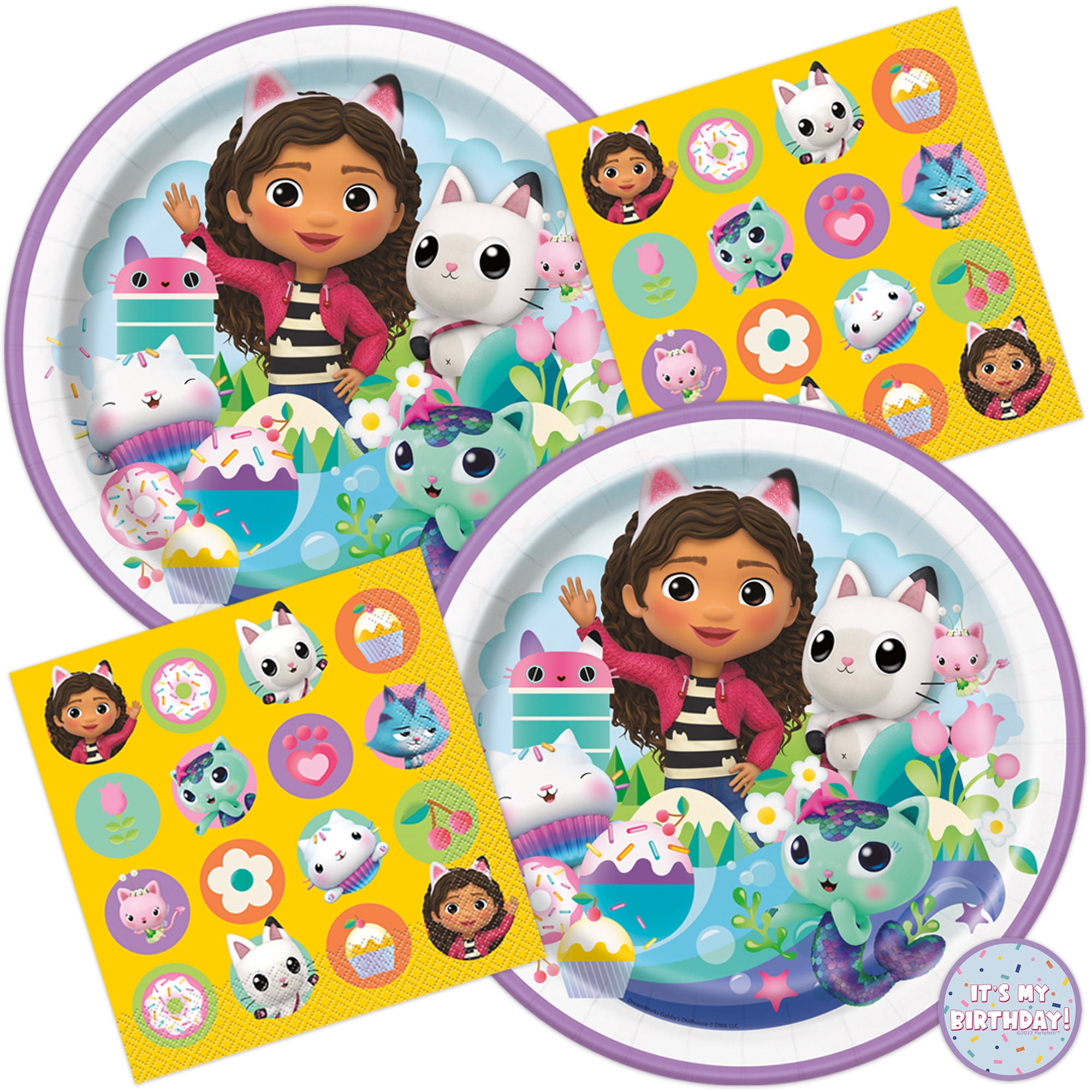 Gabby Dollhouse Birthday Party Supplies Set | Plates, Napkins & Sticker ...