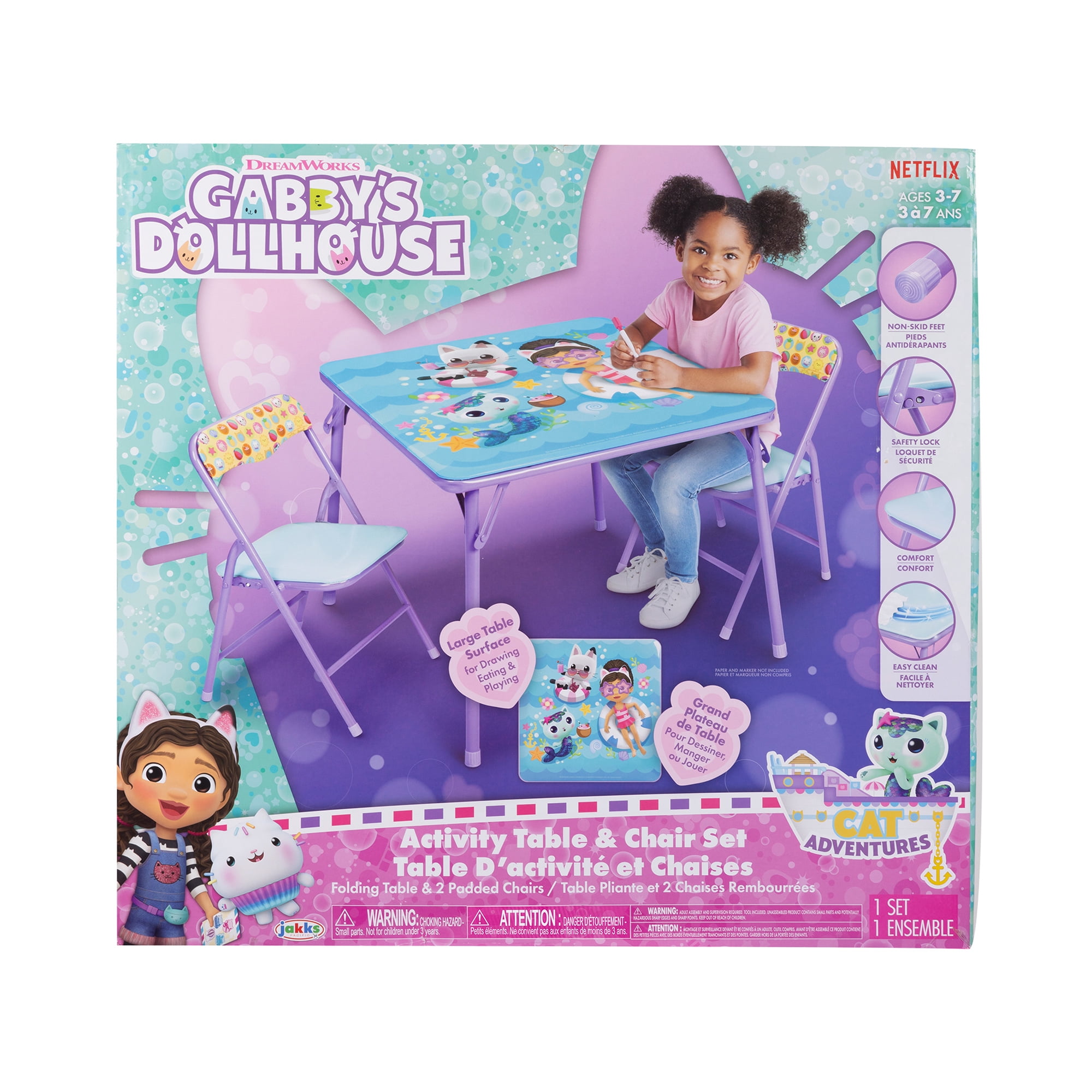 Gabby's Dollhouse Kids Furniture Activity Table & Chair Set, Toddler ...