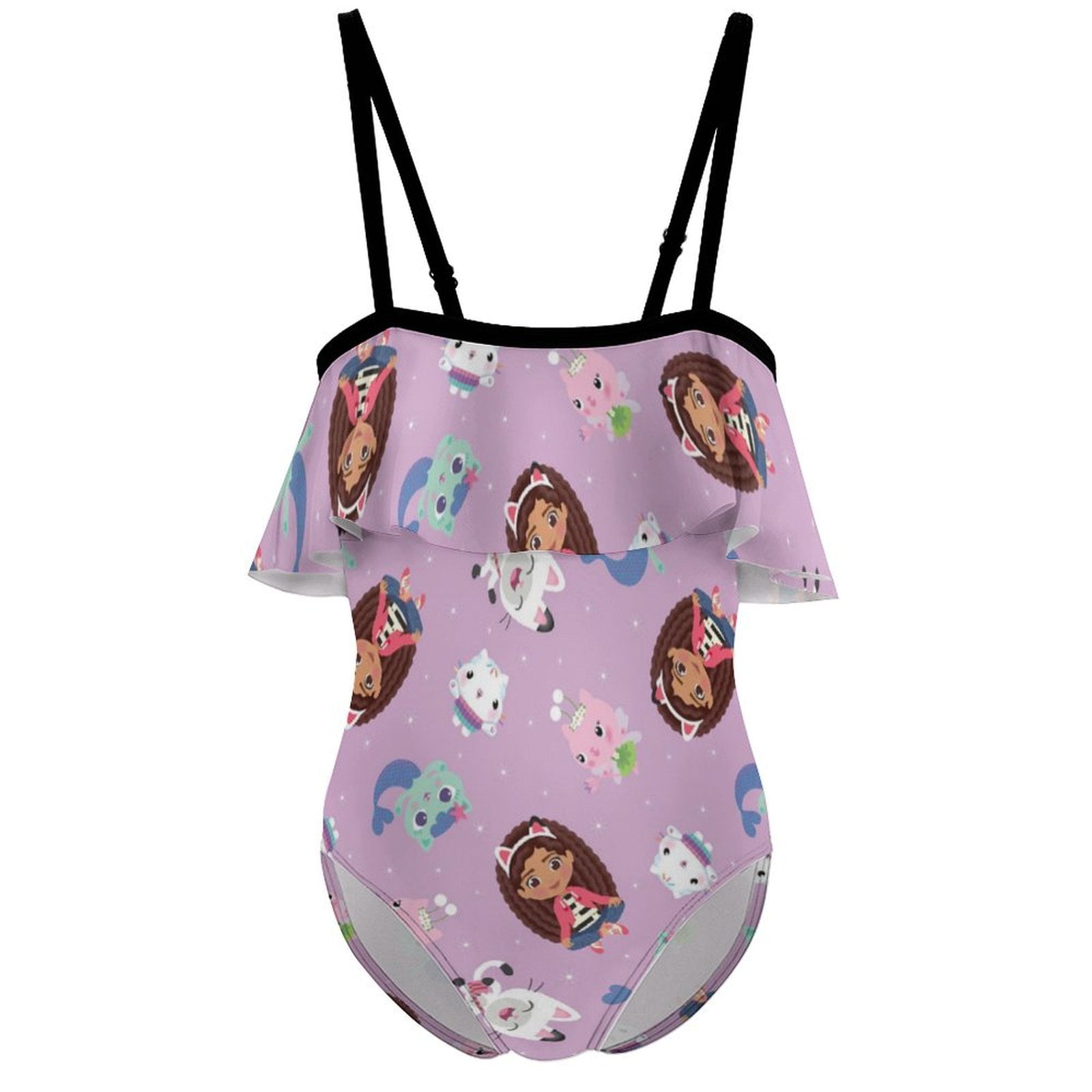 Gabby's Dollhouse Cartoon Children's Swimsuit Adjustable Off Shoulder ...