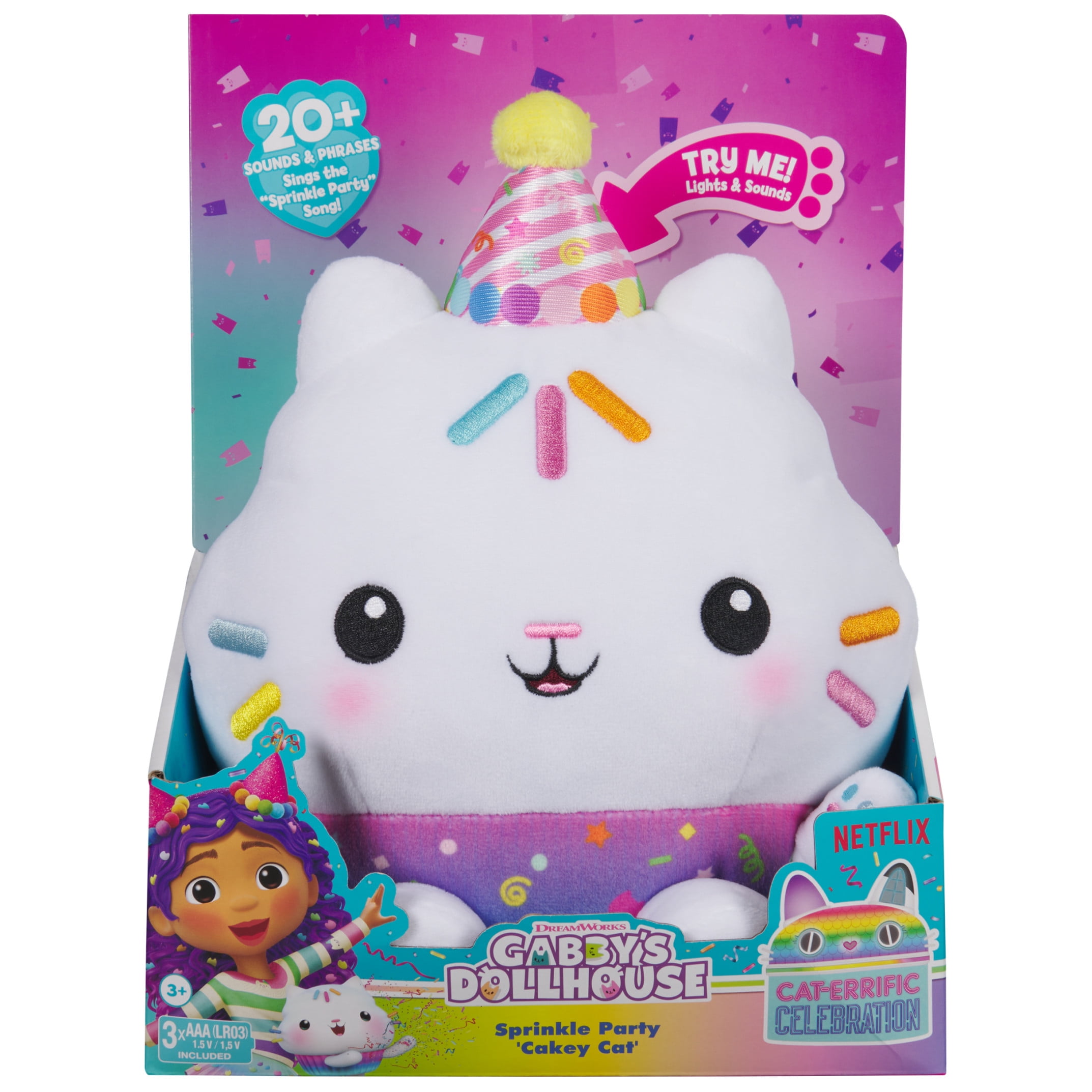 Free Shipping! Gabbys Dollhouse Sprinkle Party Cakey Cat 10-Inch ...