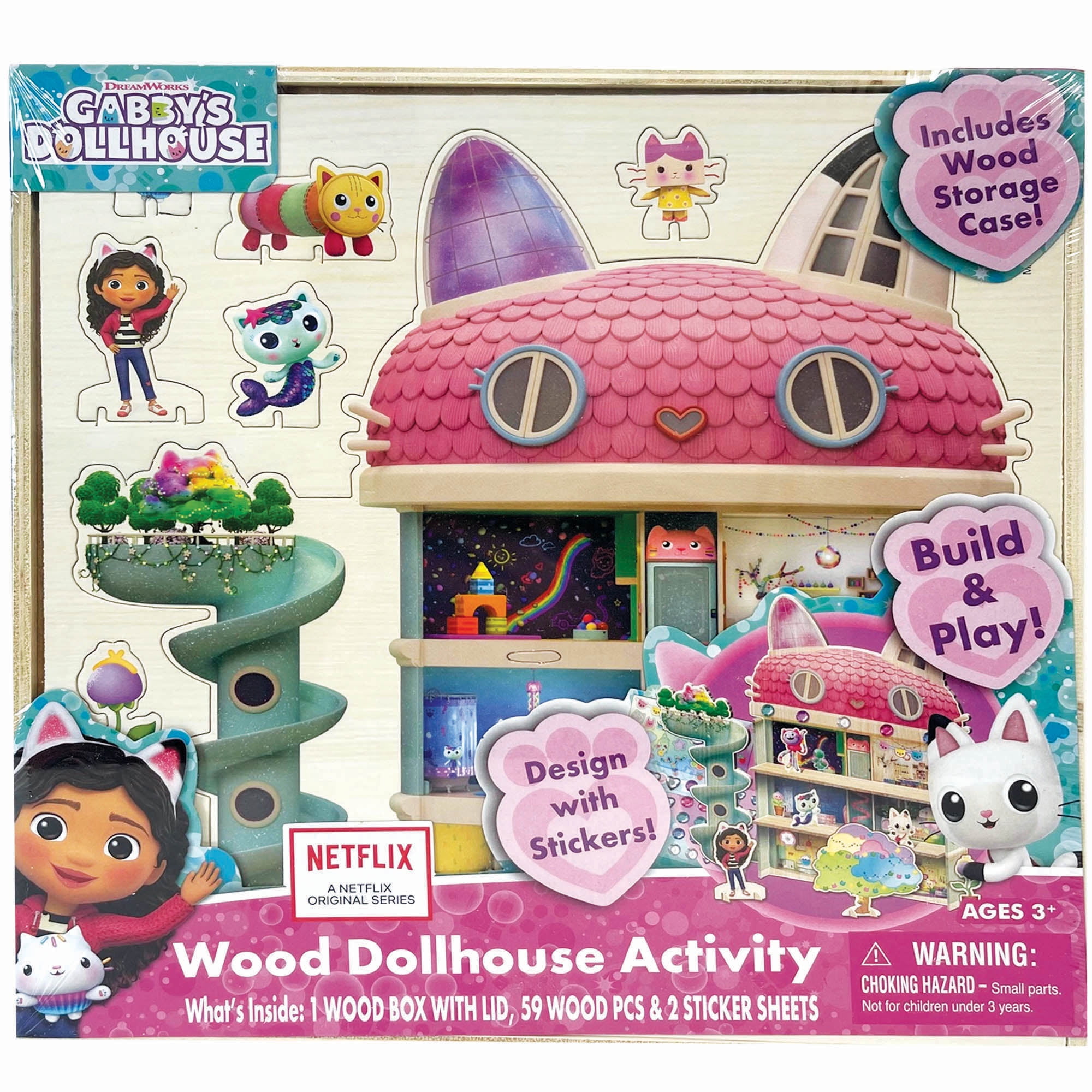 Gabby's Dollhouse Child's Wooden Dollhouse Building & Decorating Set, 1'' - Walmart.com