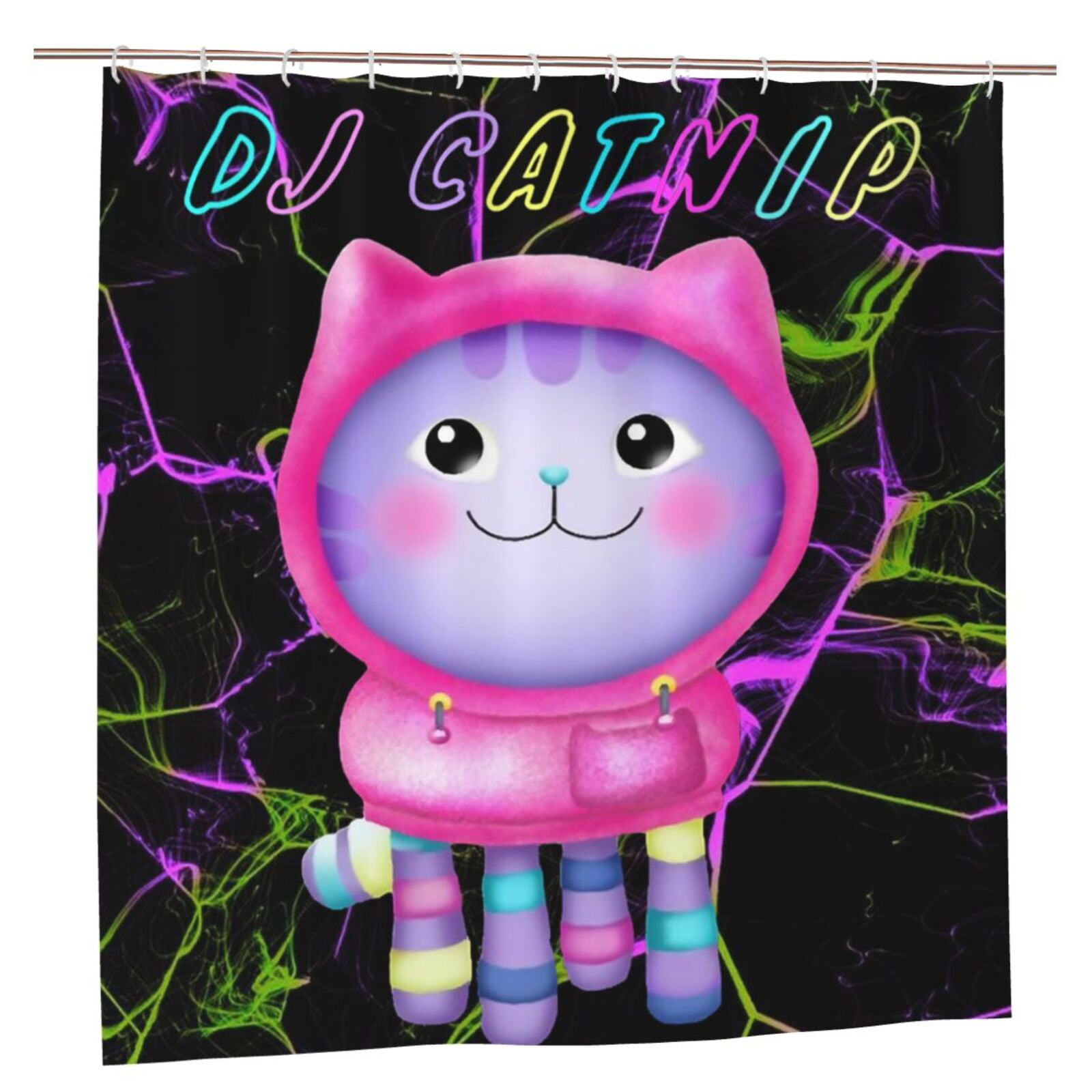 Gabby's Dollhouse DJ Catnip Shower Curtain 72 x 72 in Bathroom Decor ...