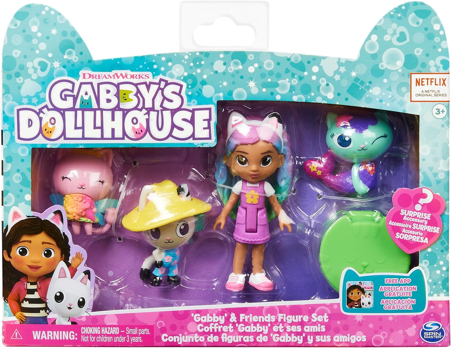 Gabby's Dollhouse, Gabby and Friends Figure Set with Rainbow Gabby Doll ...