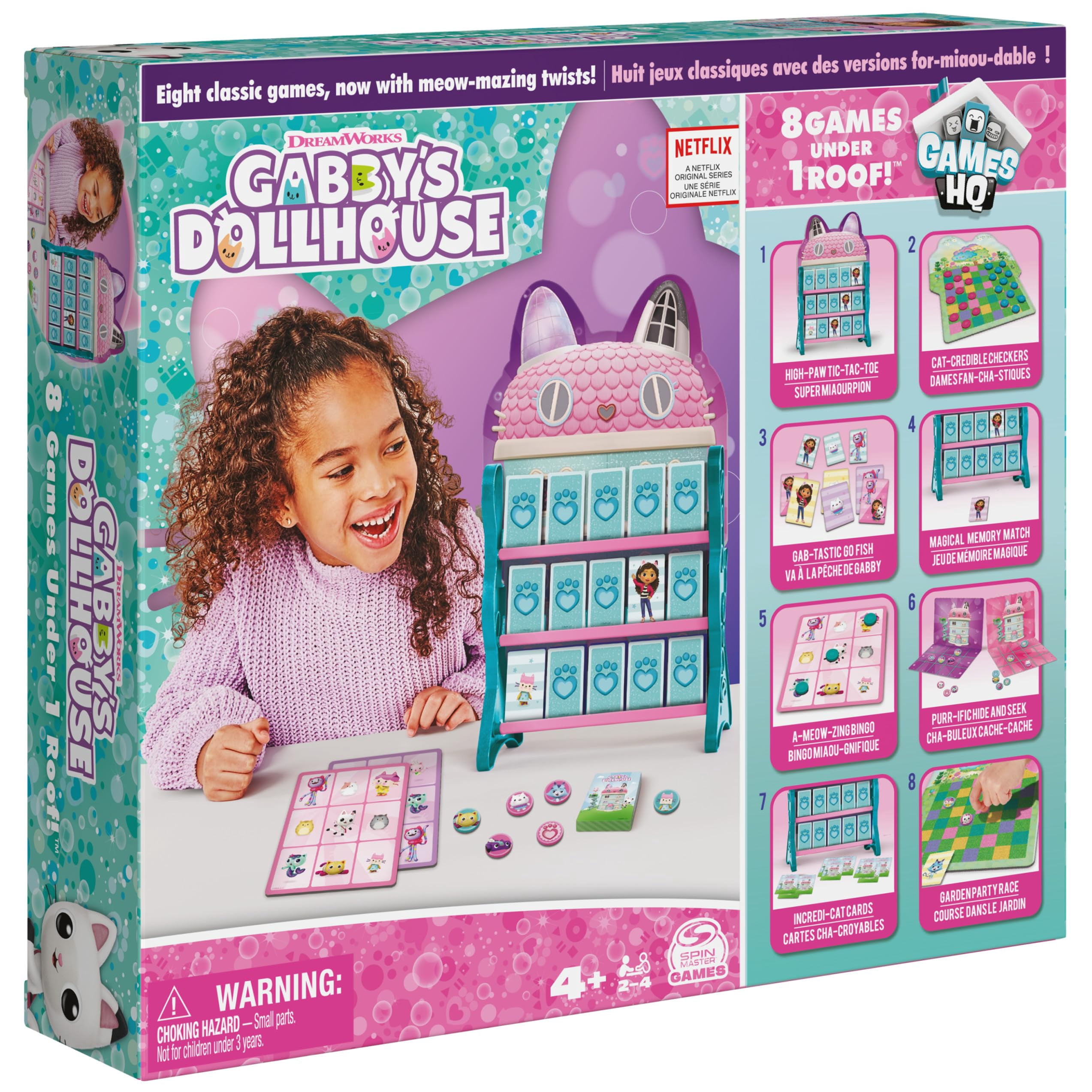 Gabby’s Dollhouse, Games HQ Checkers Tic Tac Toe Memory Match Go Fish ...