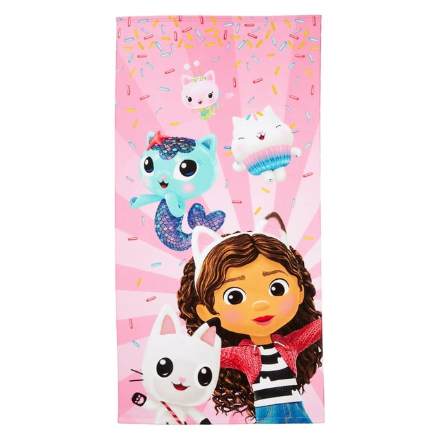 Gabby's Dollhouse Kids Beach Towel, Microfiber, 27x54, Pink, Dreamworks ...