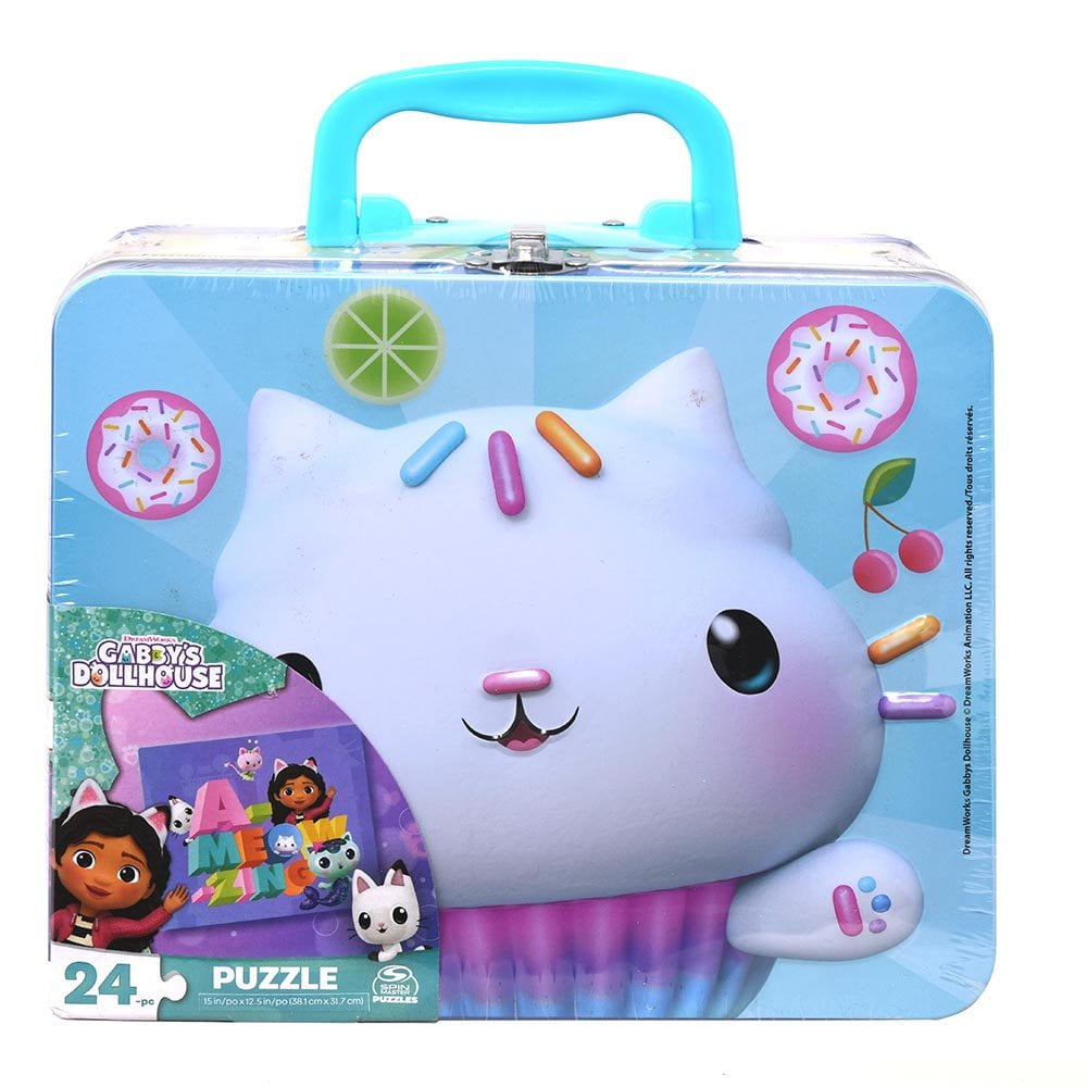Gabby's Dollhouse Large Lunch Tin Box with 24pc puzzle inside With ...