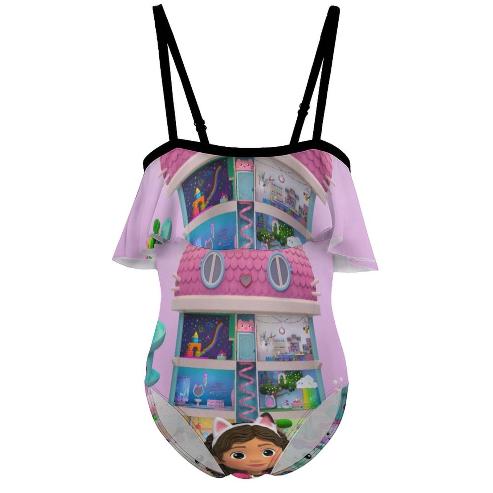 Gabby's Dollhouse Poster Children's Swimsuit Adjustable Off Shoulder ...