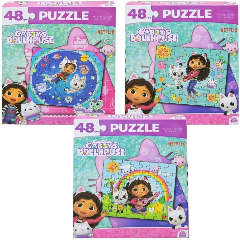 Gabby's Dollhouse Premier 3-Pack Puzzles, 48-Piece, for Boys & Girls ...