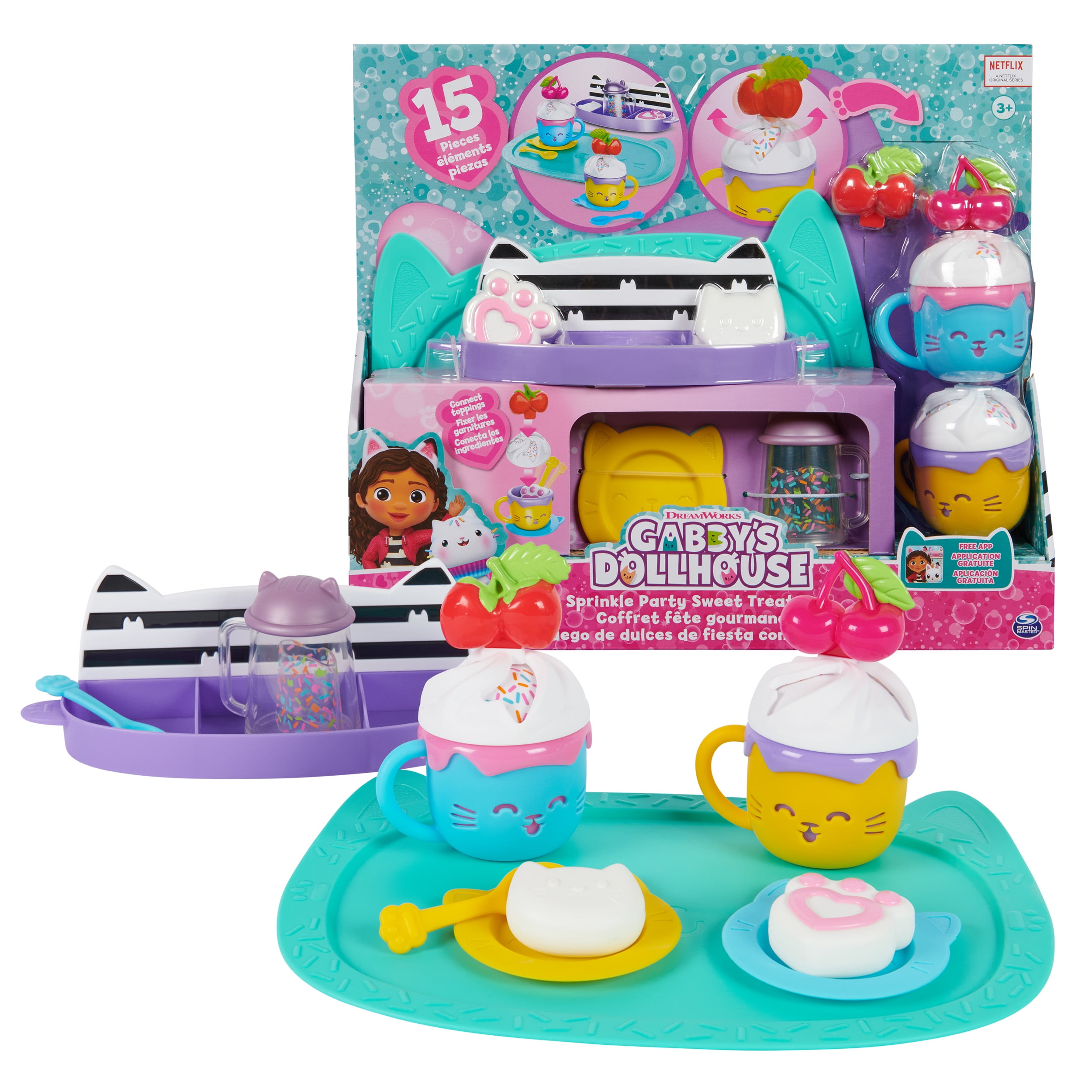 Gabby’s Dollhouse, Sprinkle Party Sweet Treat Set, Pretend Play Kitchen ...